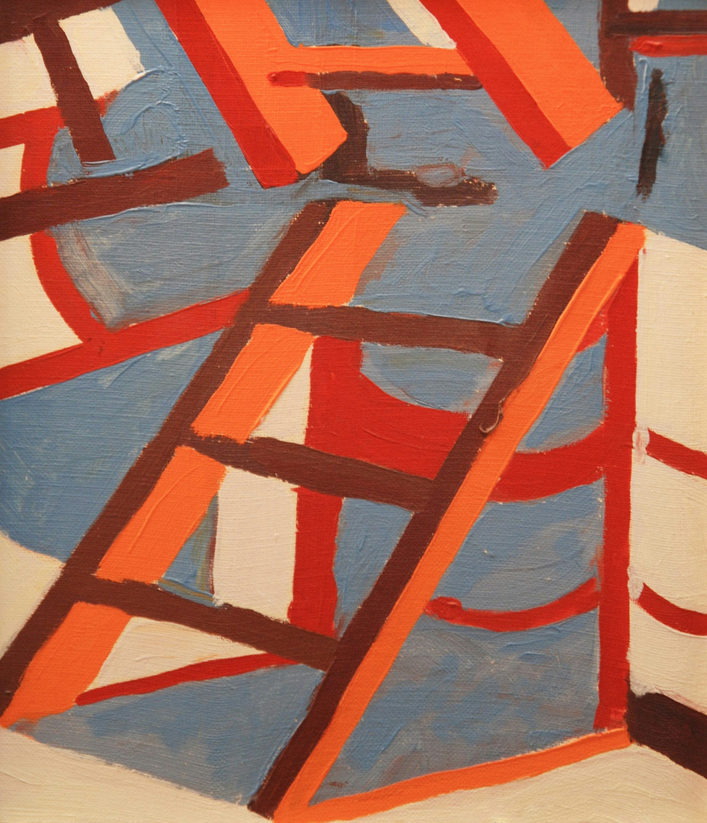 Intersecting Ladders on a Blue Field: A Color-Rhythm Abstraction