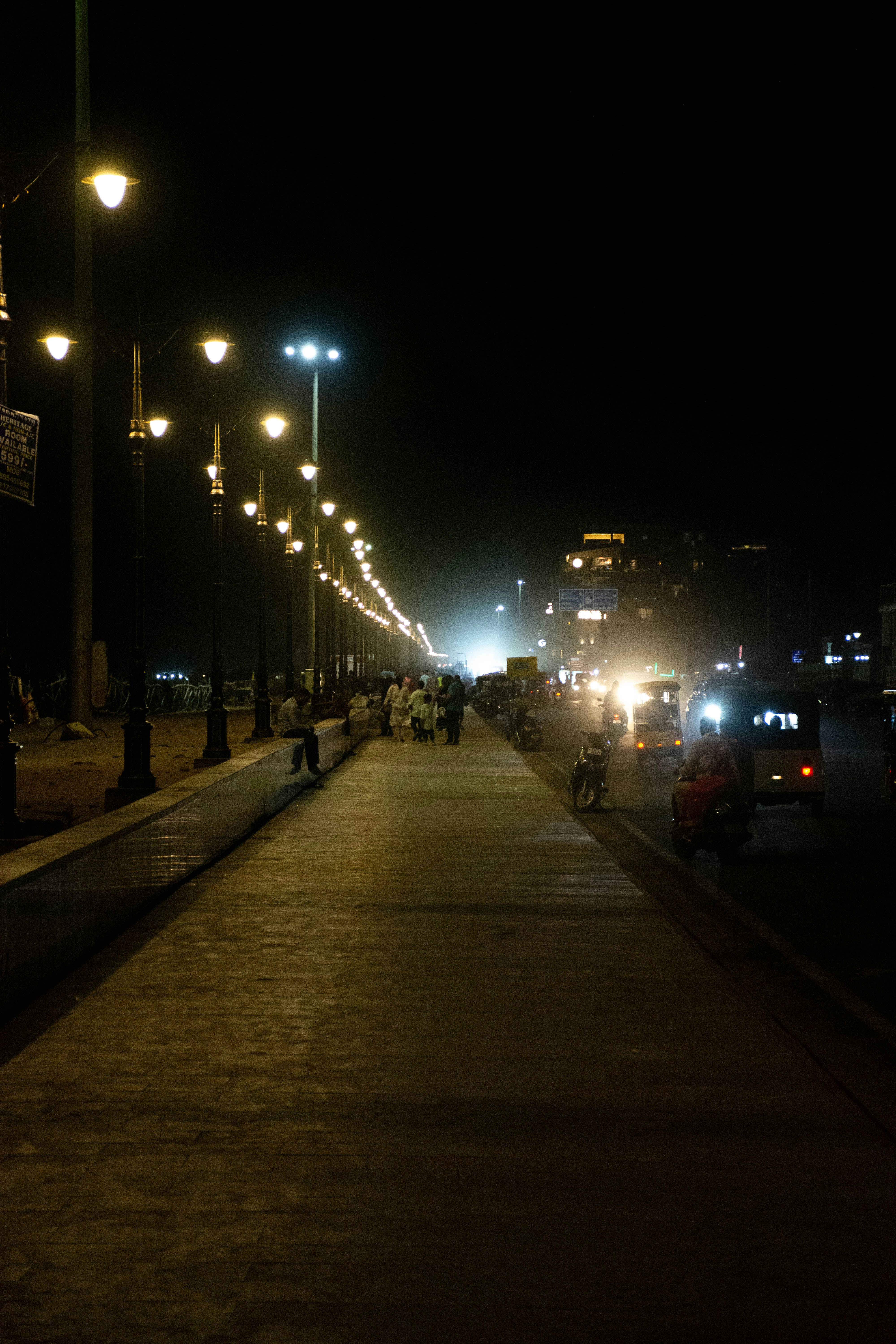Evening Stroll Along the Illuminated Promenade
