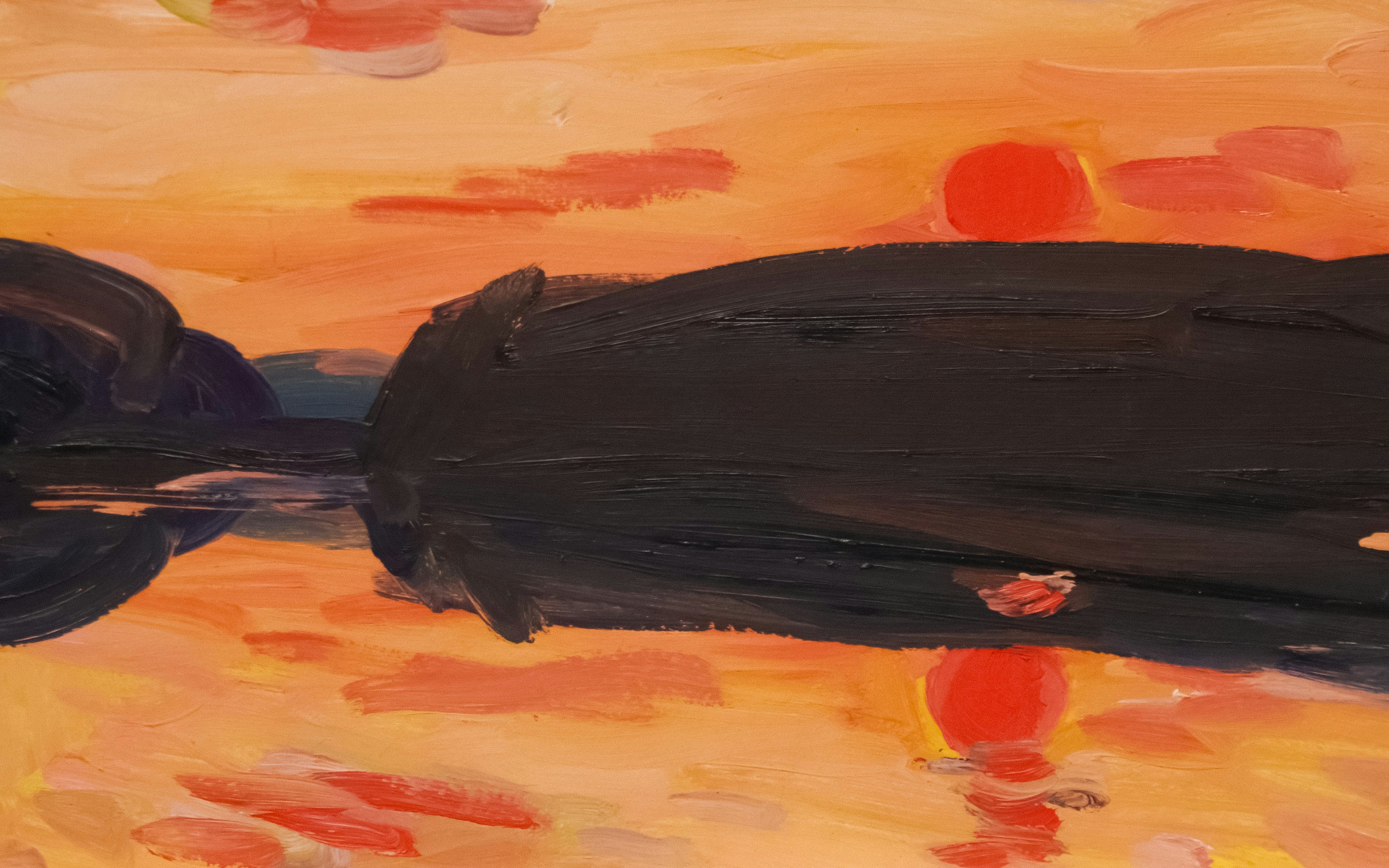 Crimson Gradient Over a Silhouetted Horizon at Sunset