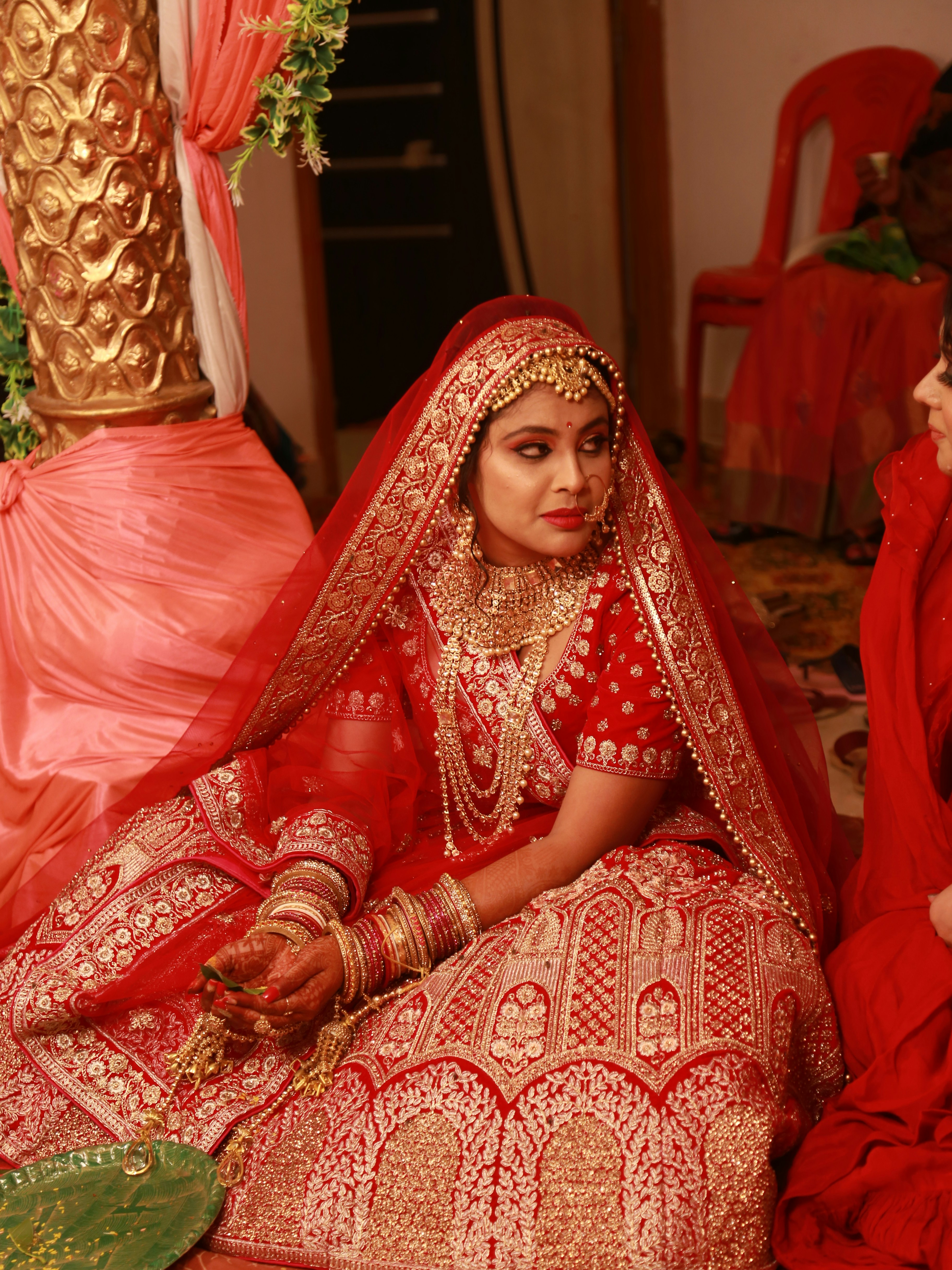 A beautiful bride in a red wedding dress. photo – Free Jewelry Image on ...