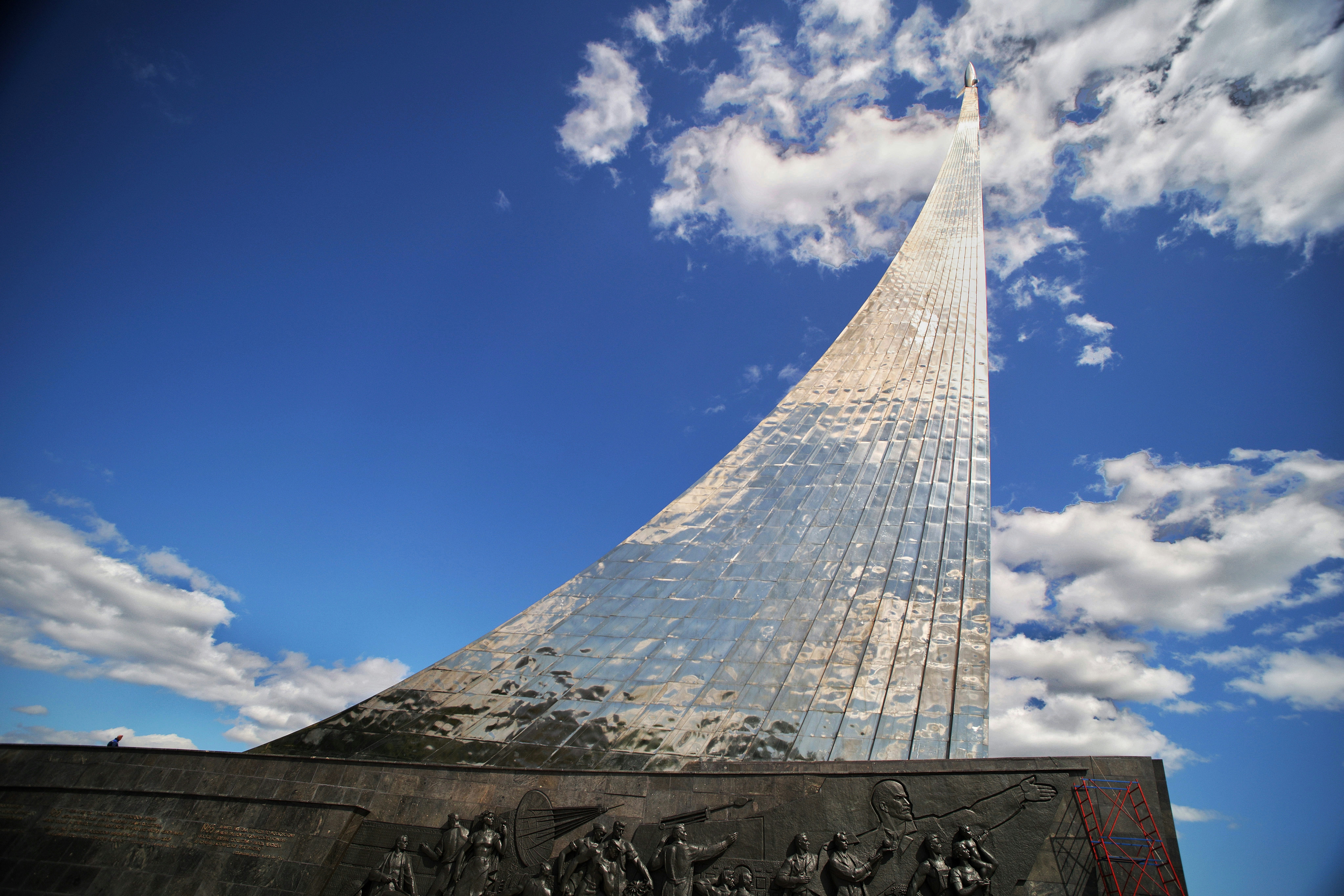 A monument to space exploration reaches for the sky.