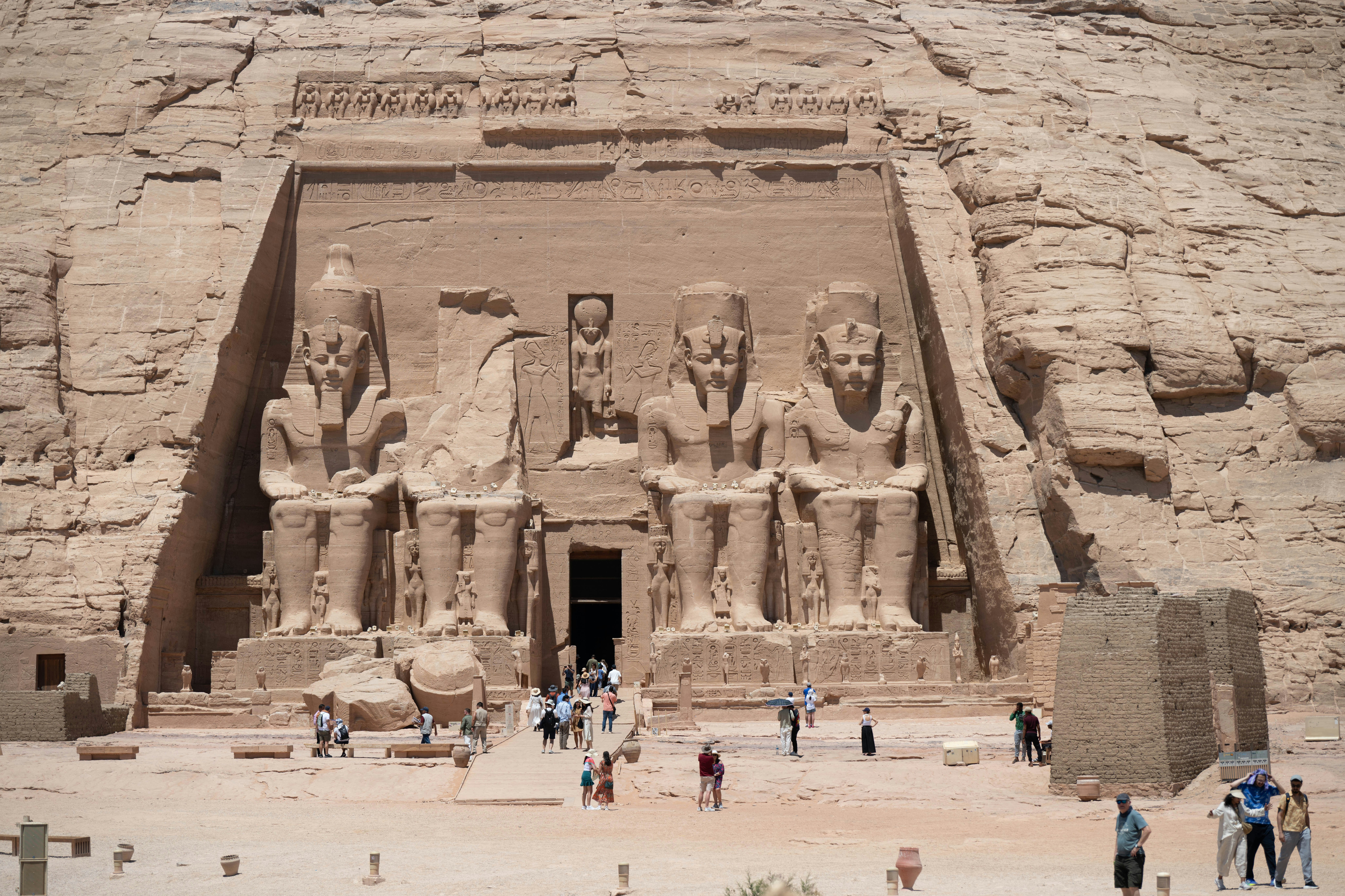 The temples of abu simbel stand majestically.
