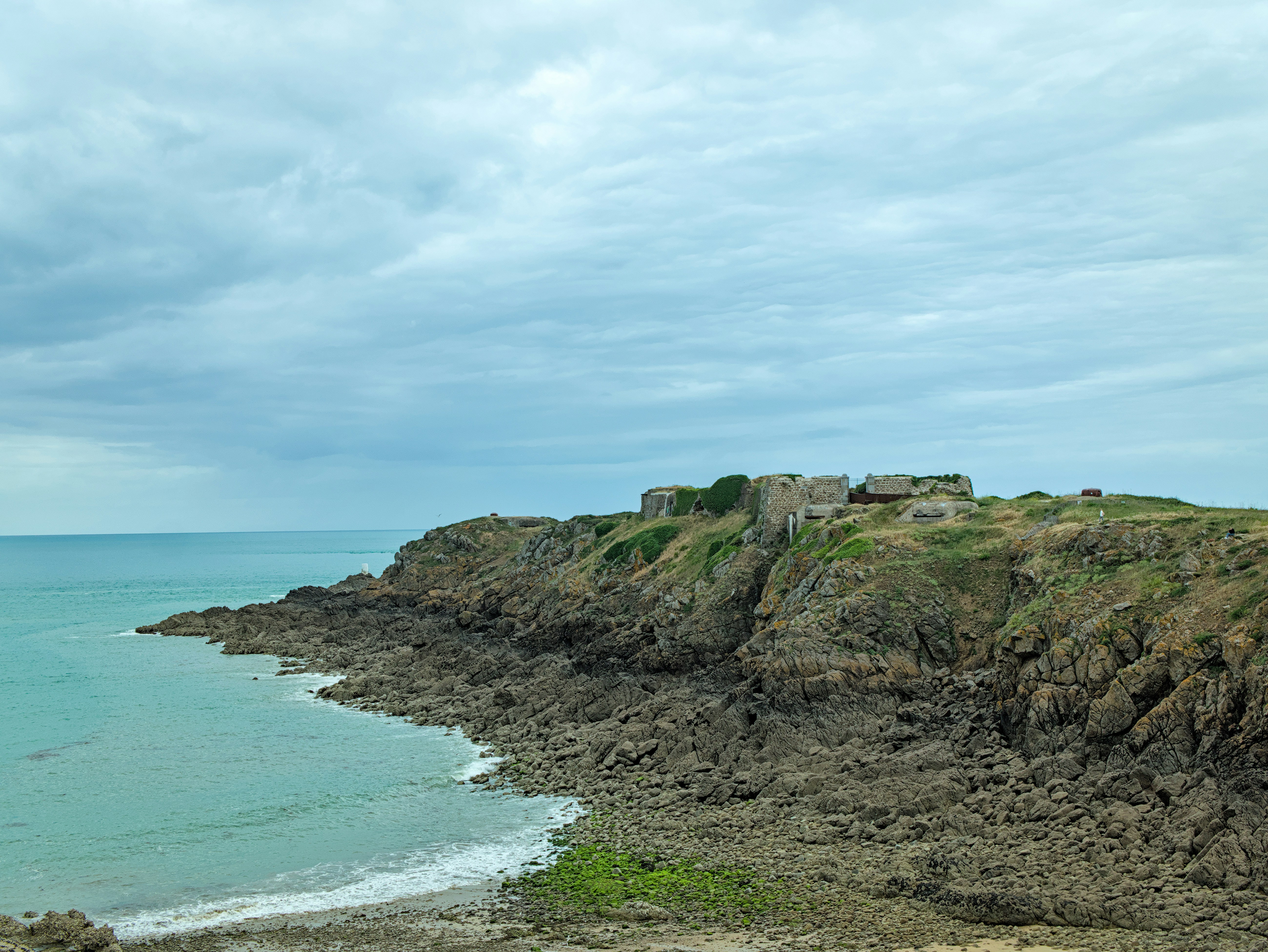 coastal fort from the second world war, during cloudy day