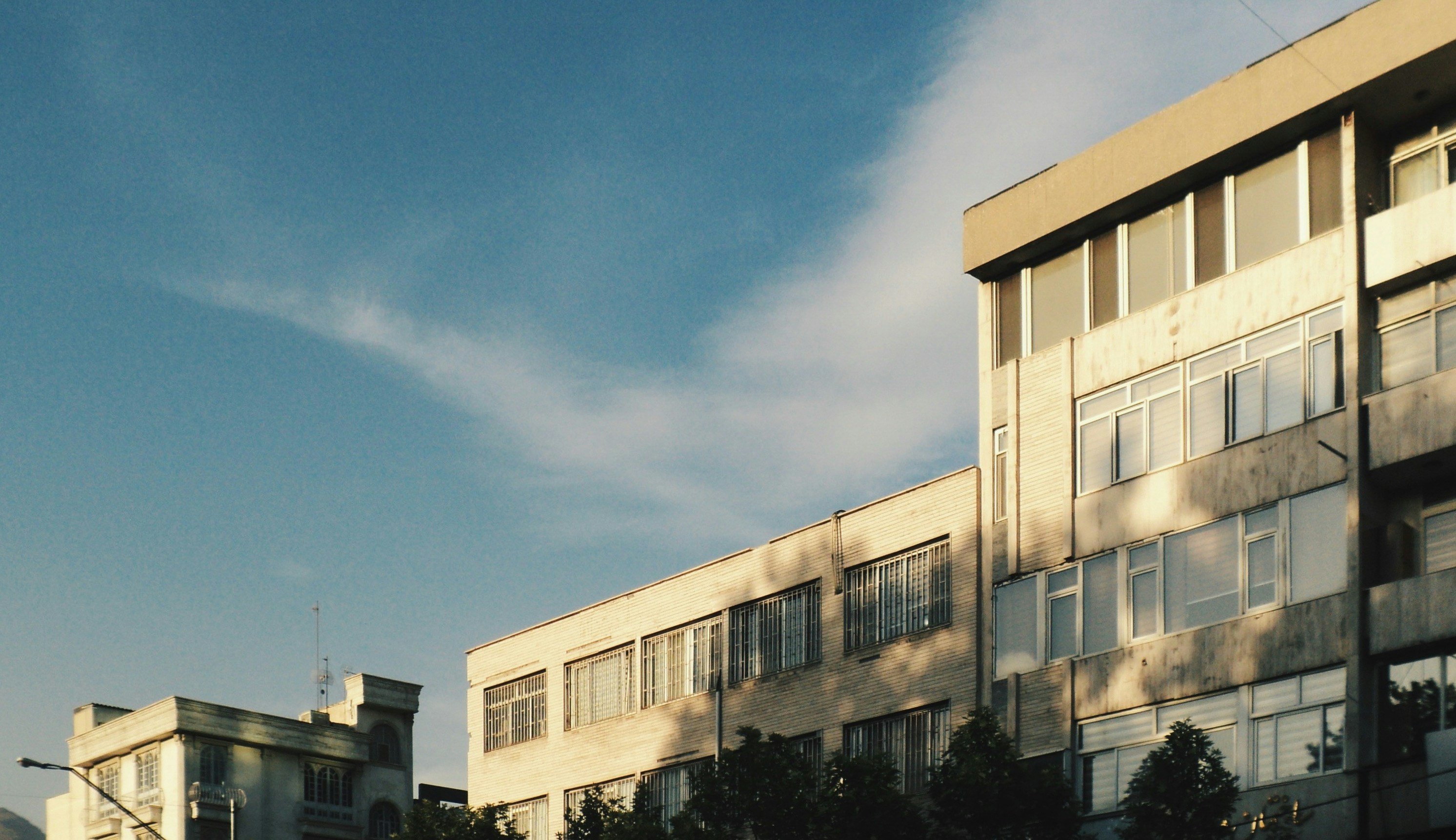 Where sunlight dances with the stoic grace of buildings.