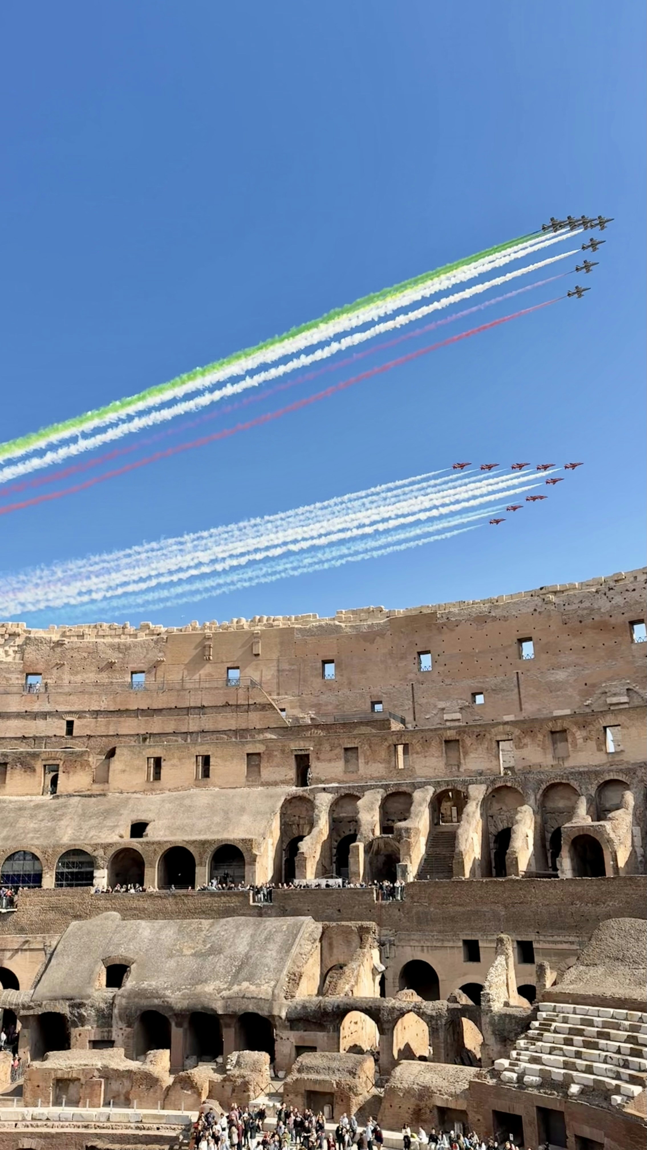 Tri-Color Sky Parade Over the Colosseum