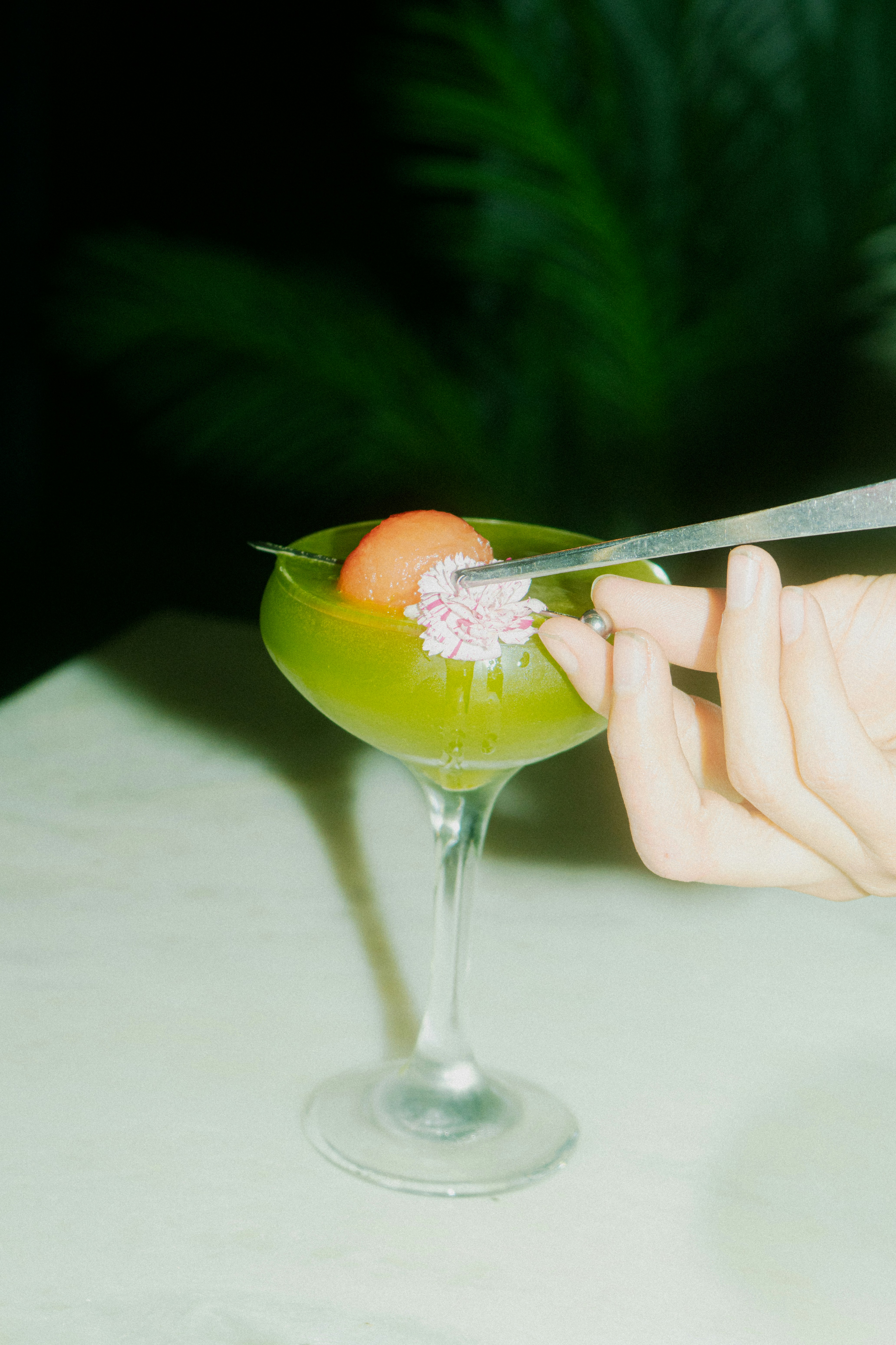 Pink Bloom Crown on a Lime-Green Cocktail