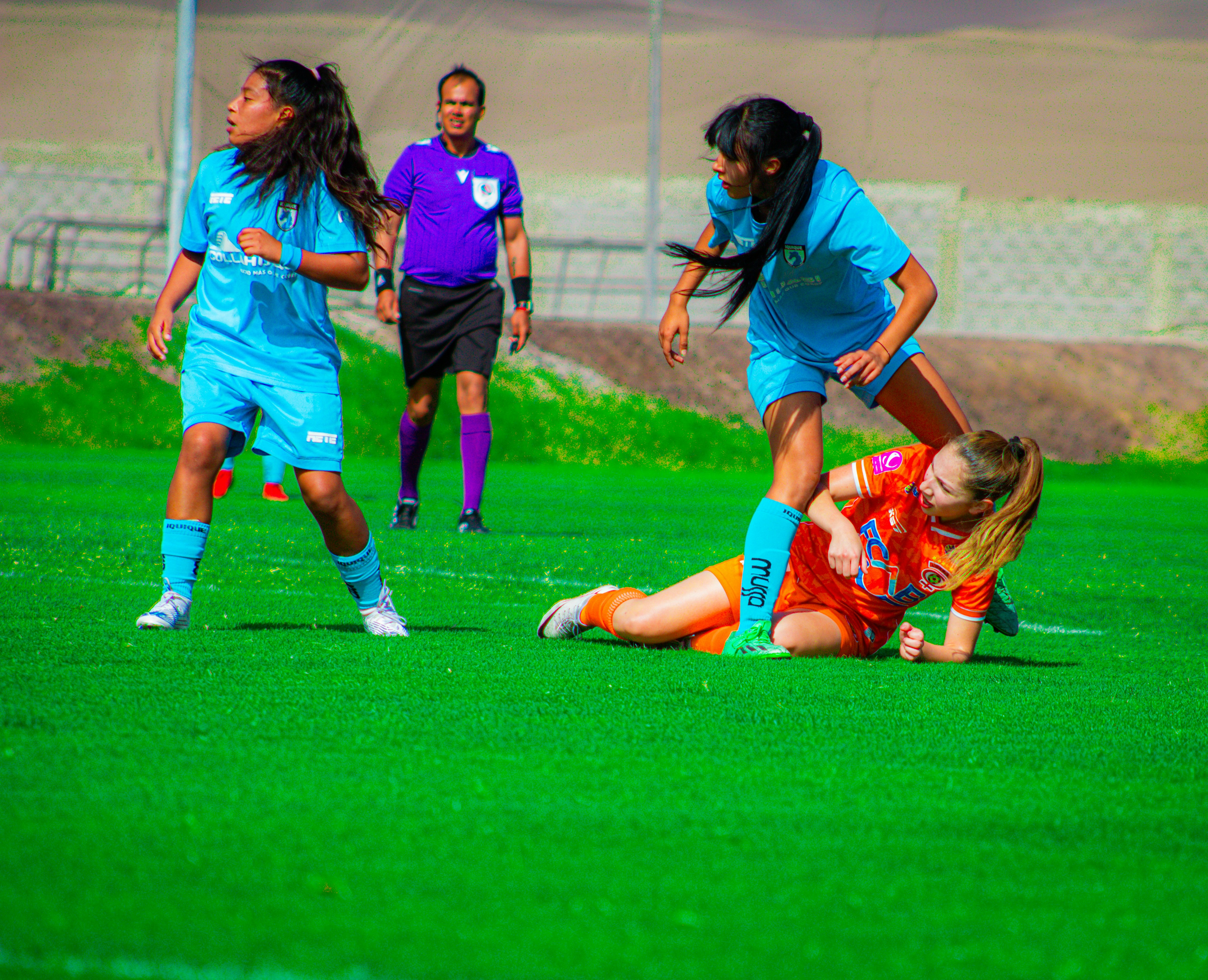 Soccer players are in an intense match on the field. photo – Free Girl ...