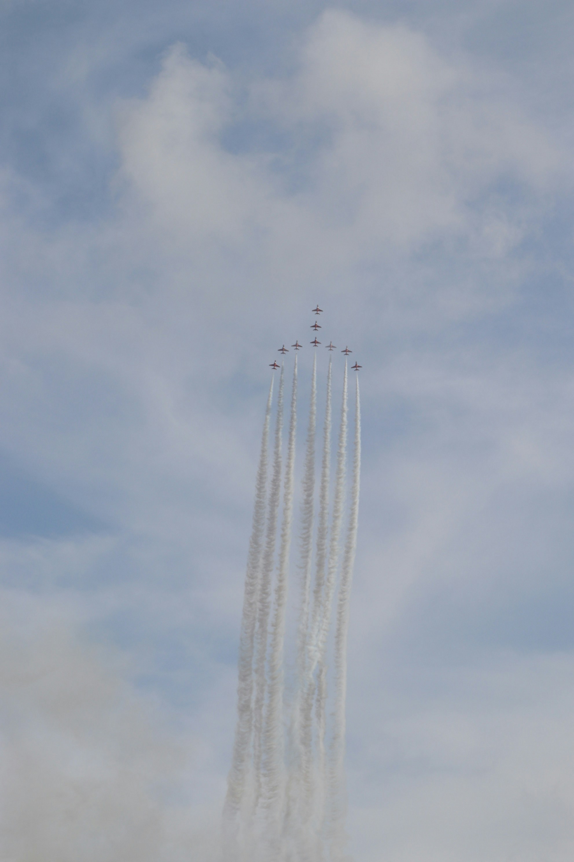 Airplanes fly in formation, leaving vapor trails. photo – Free Airshow ...