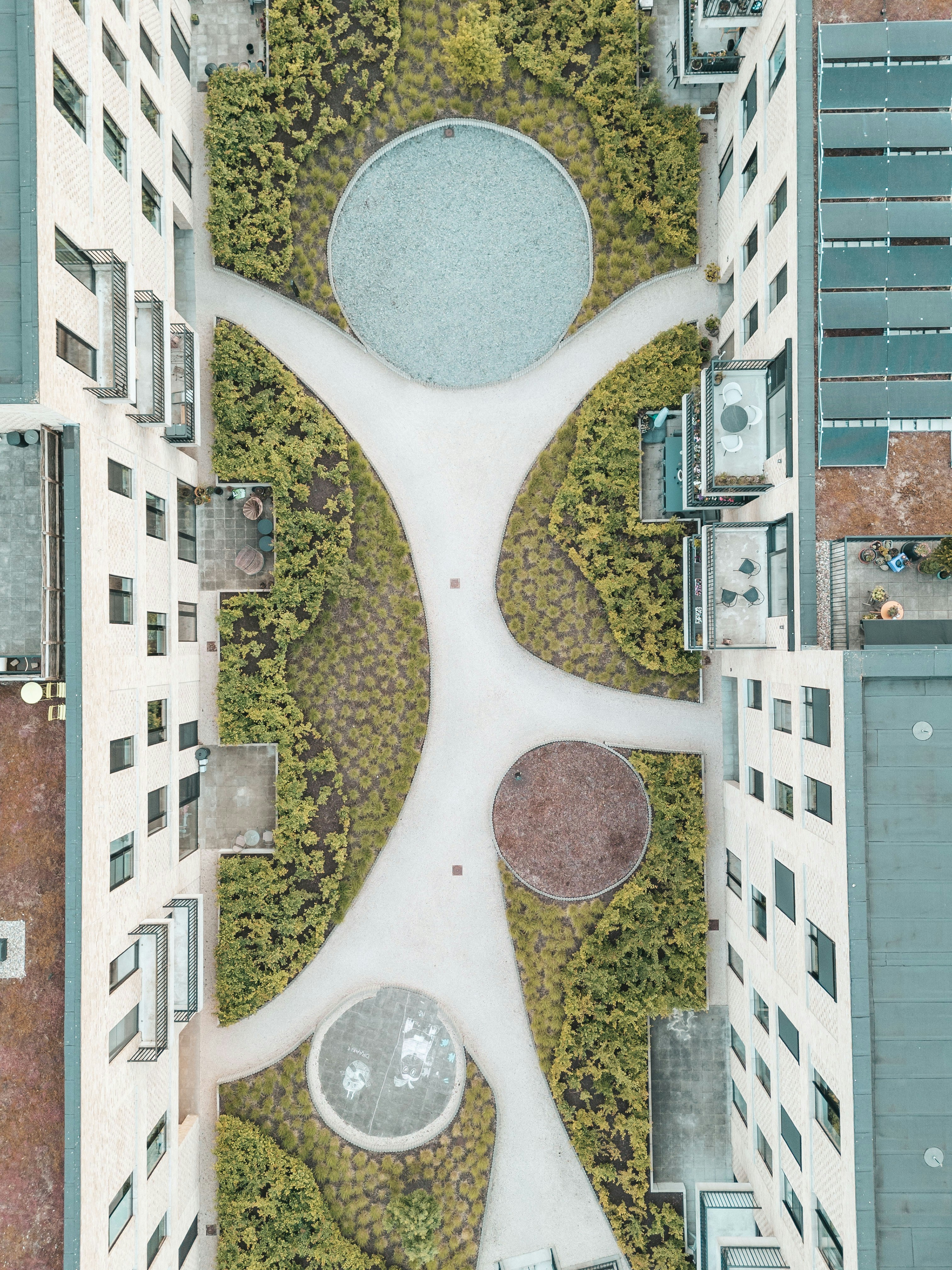 Overhead view of a modern courtyard design. photo – Free Wallpapers ...