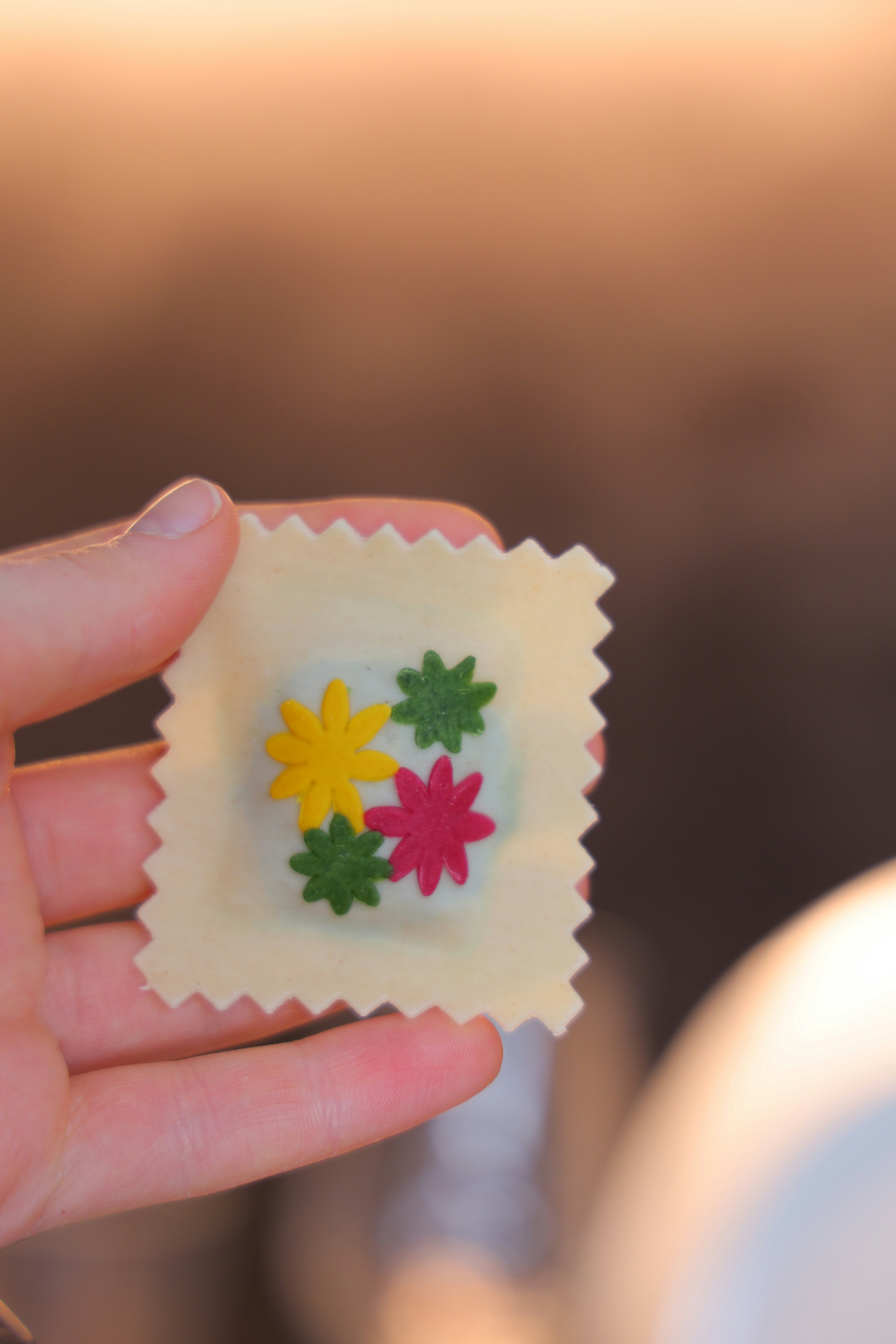 Tiny Colorful Flowers on a Snack-sized Stamp