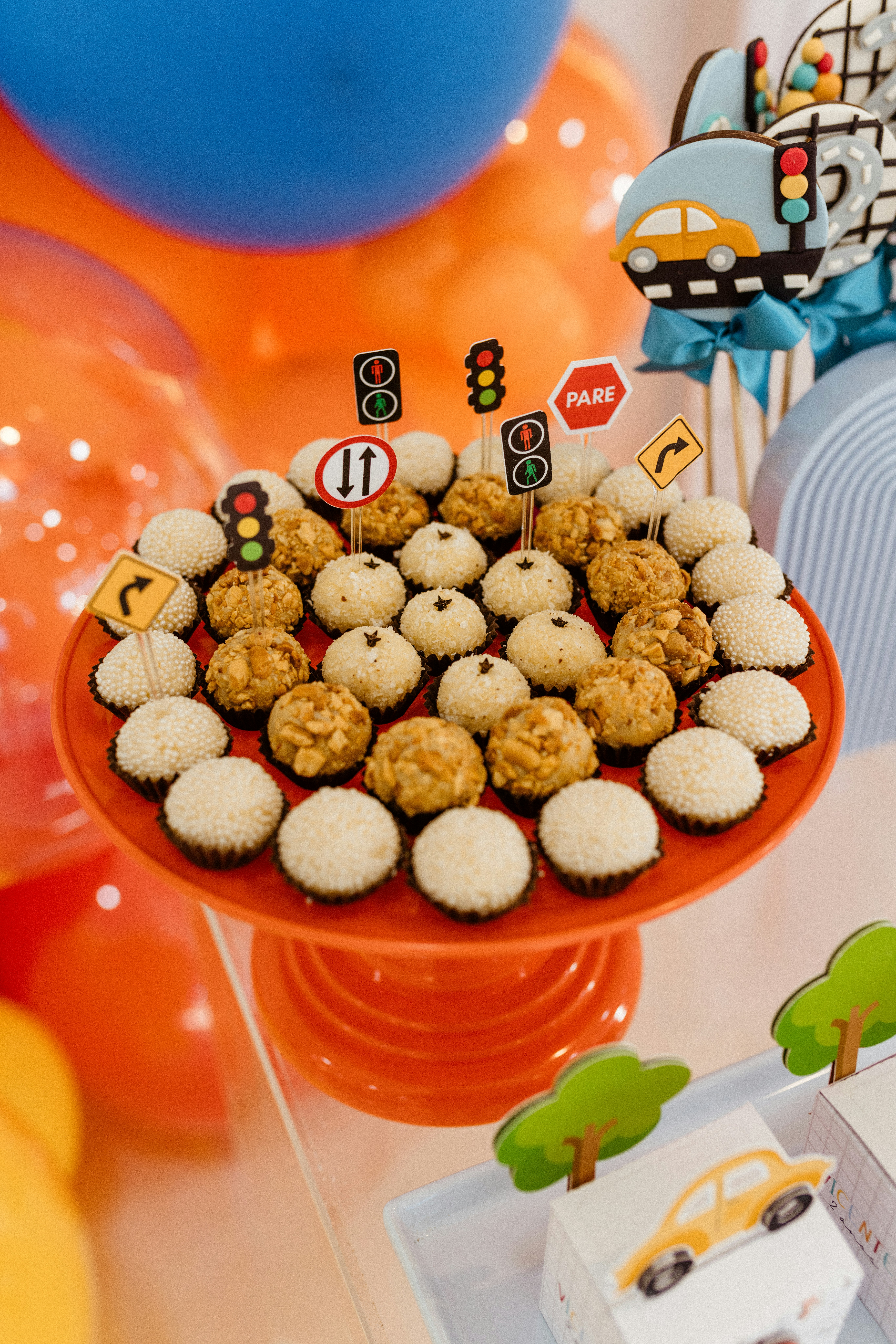 Party treats with a traffic theme.