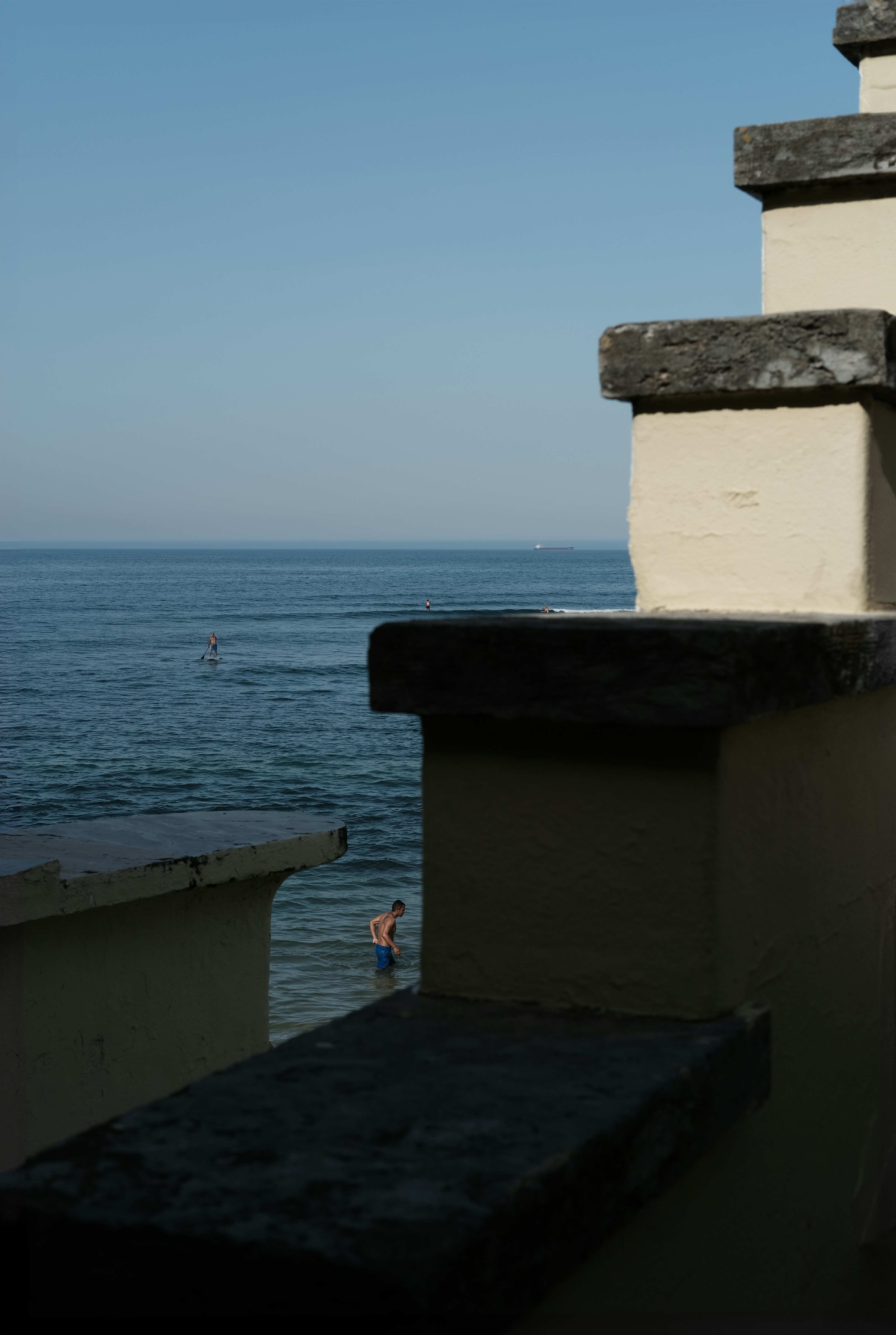Between Stone Balustrades, a Quiet Swim at the Edge of Blue