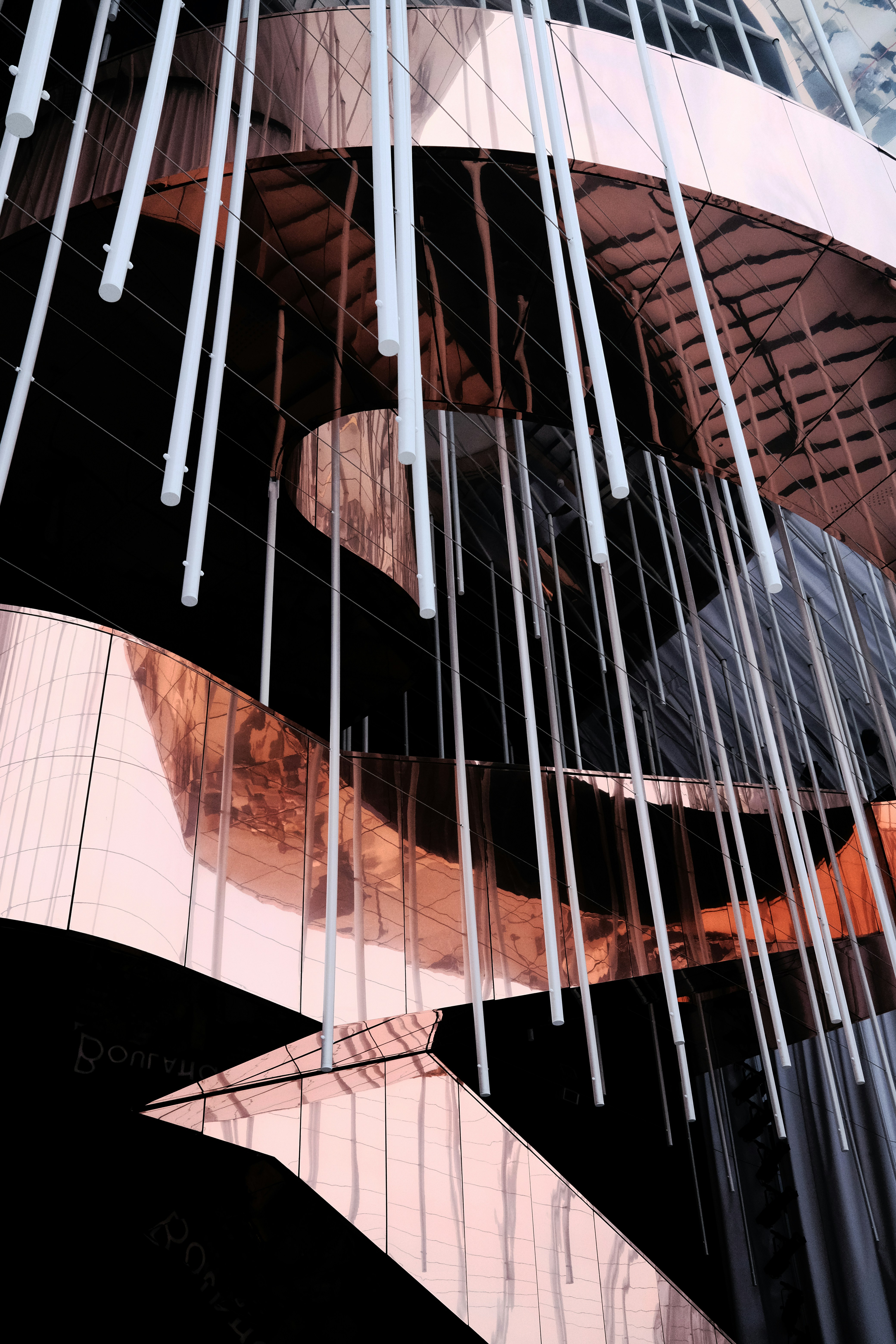 Modern architecture with hanging light structures. photo – Free ...