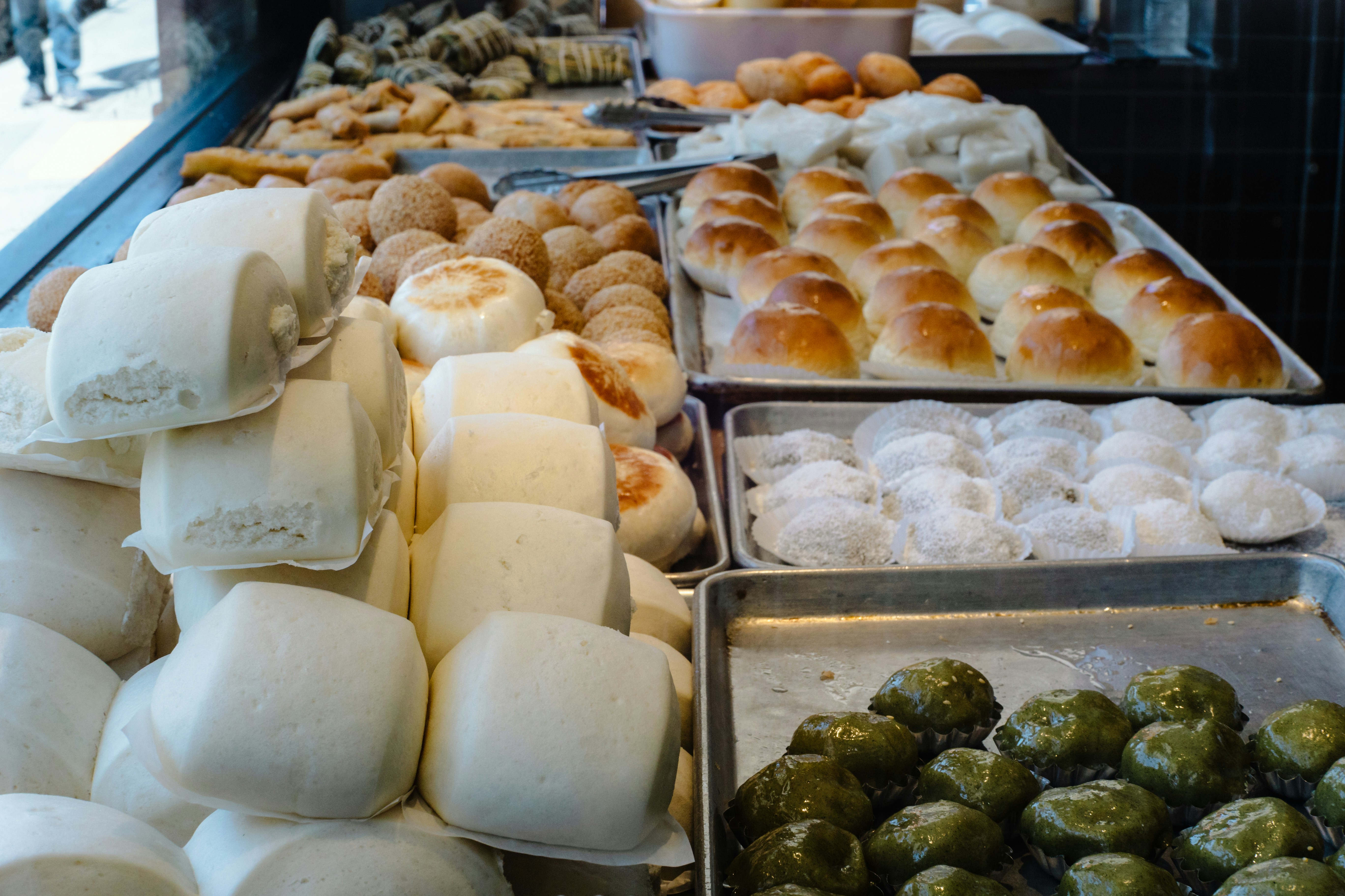 A variety of freshly baked goods are shown.
