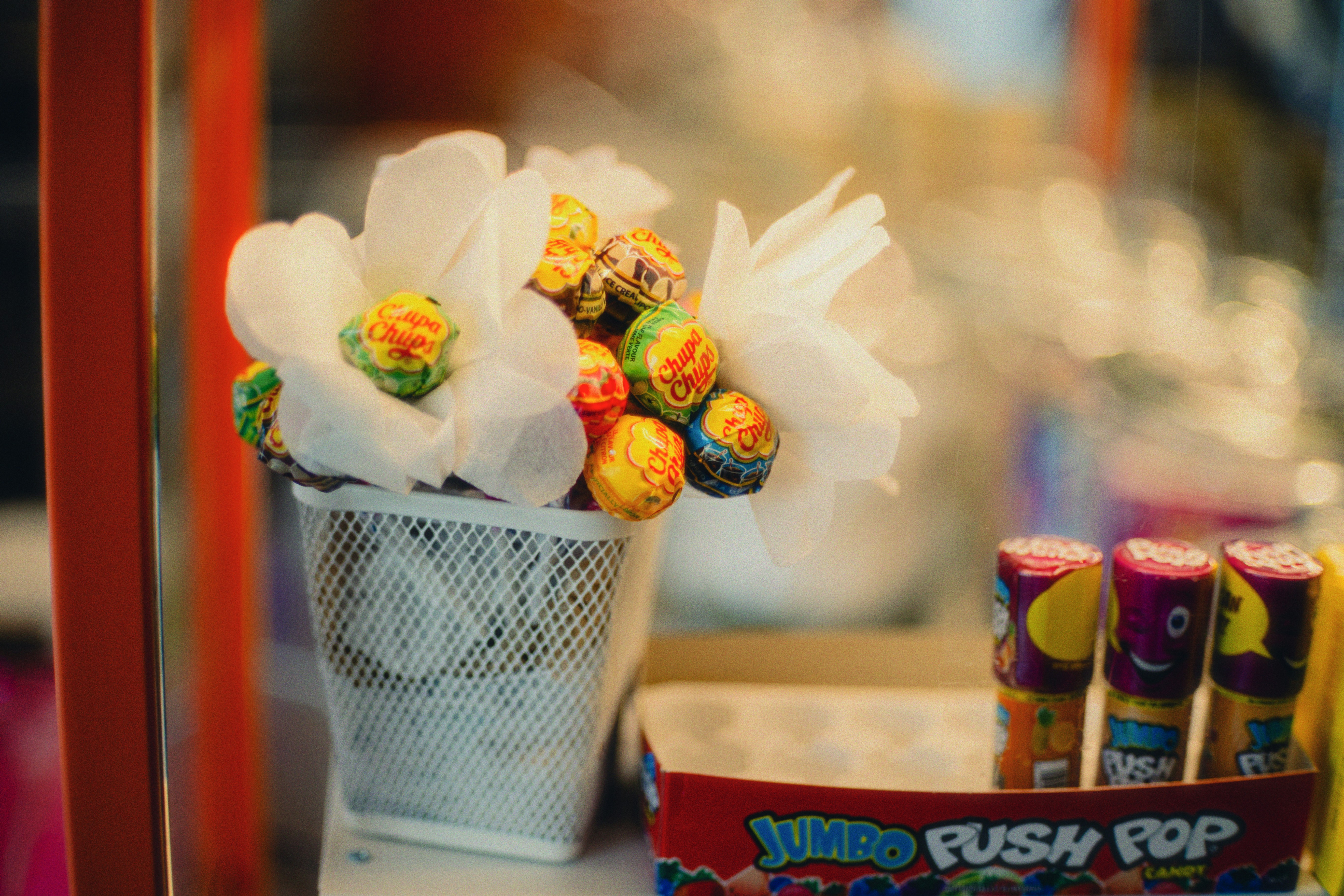 Candy Bouquet in a Window Frame