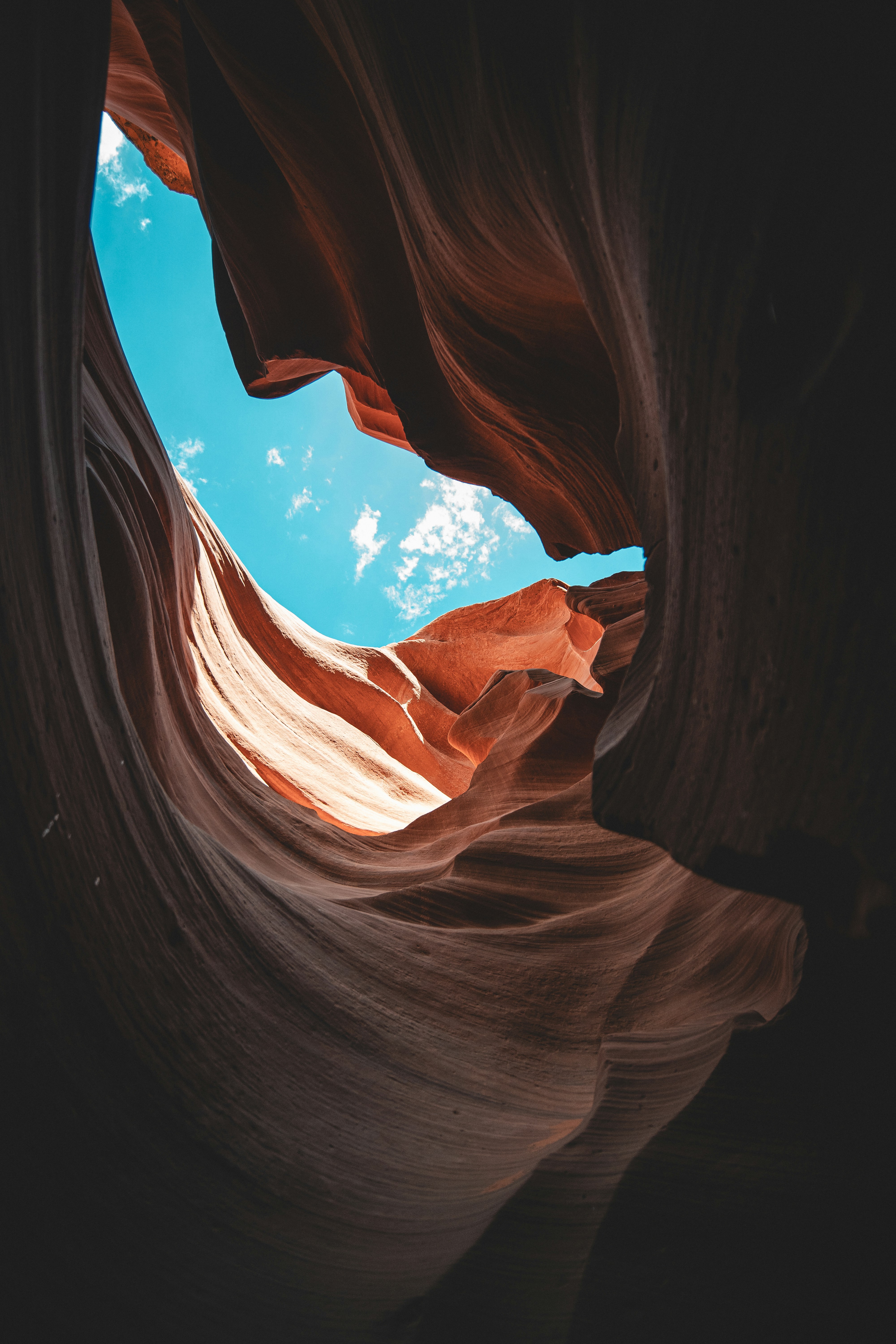 Looking up through a slot canyon, seeing the sky. photo – Free Woman ...