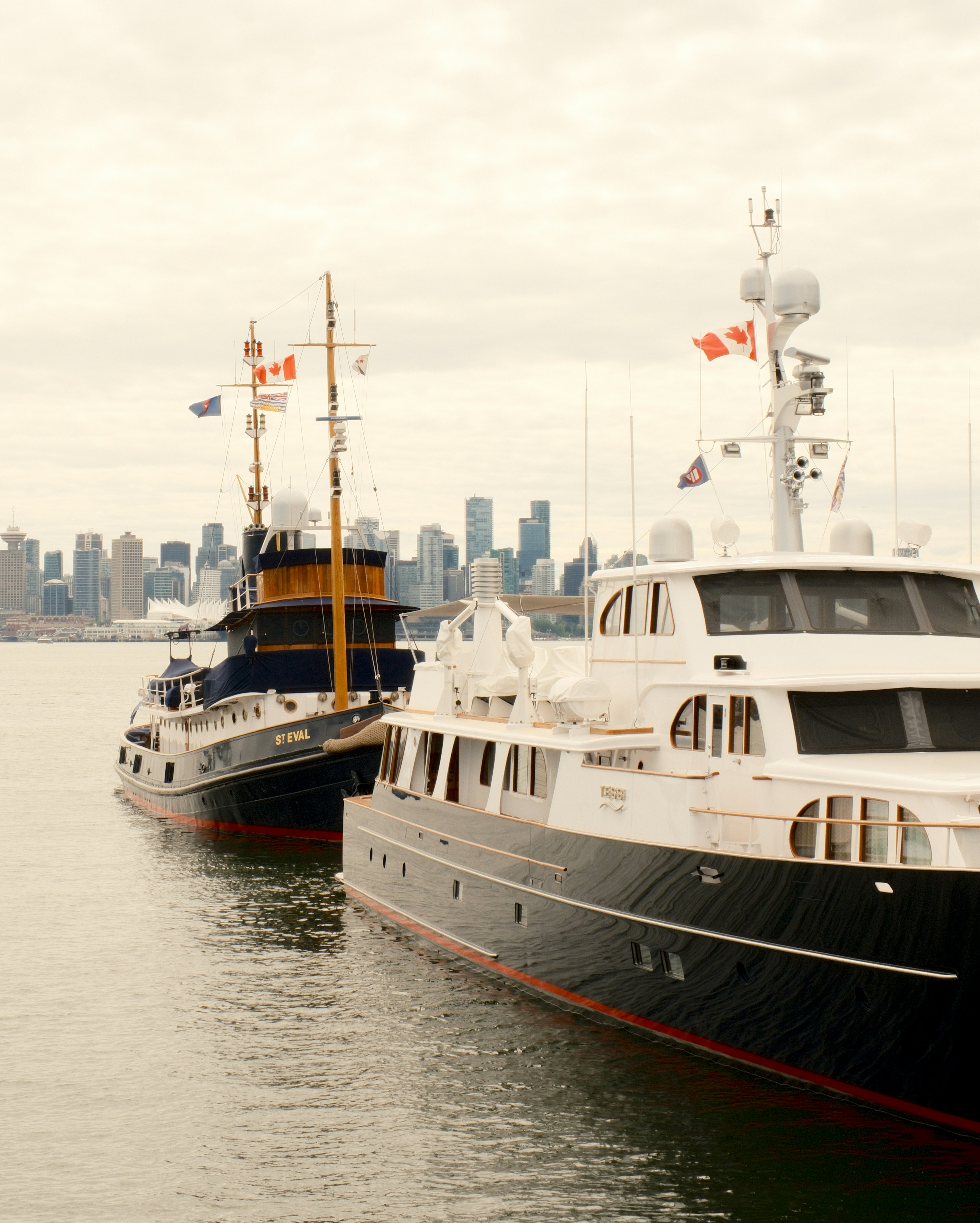 Yachts docked at Lonsdale Quay, North Vancouver, BC.