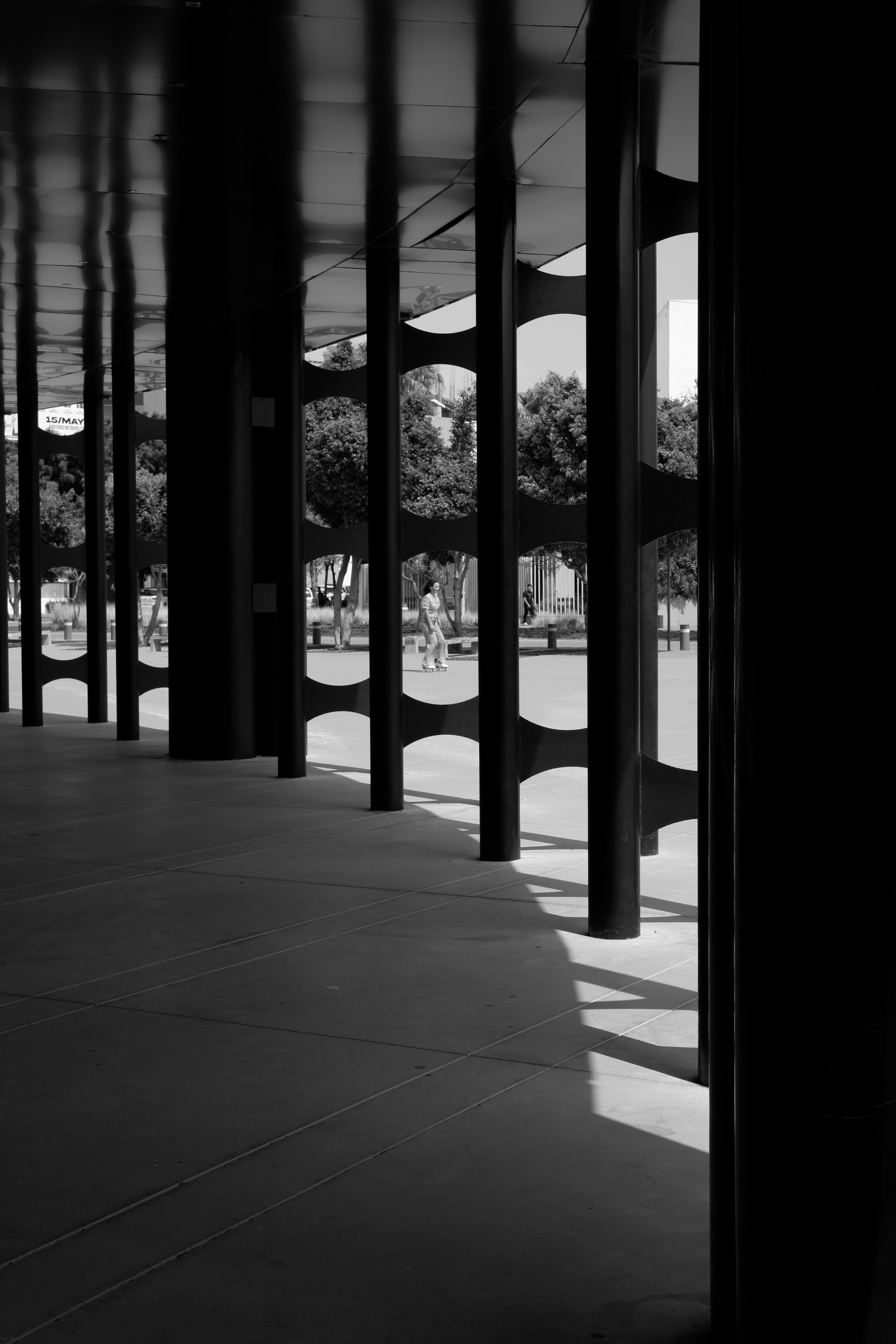 Architecture and light cast shadows on the walkway. photo – Free ...