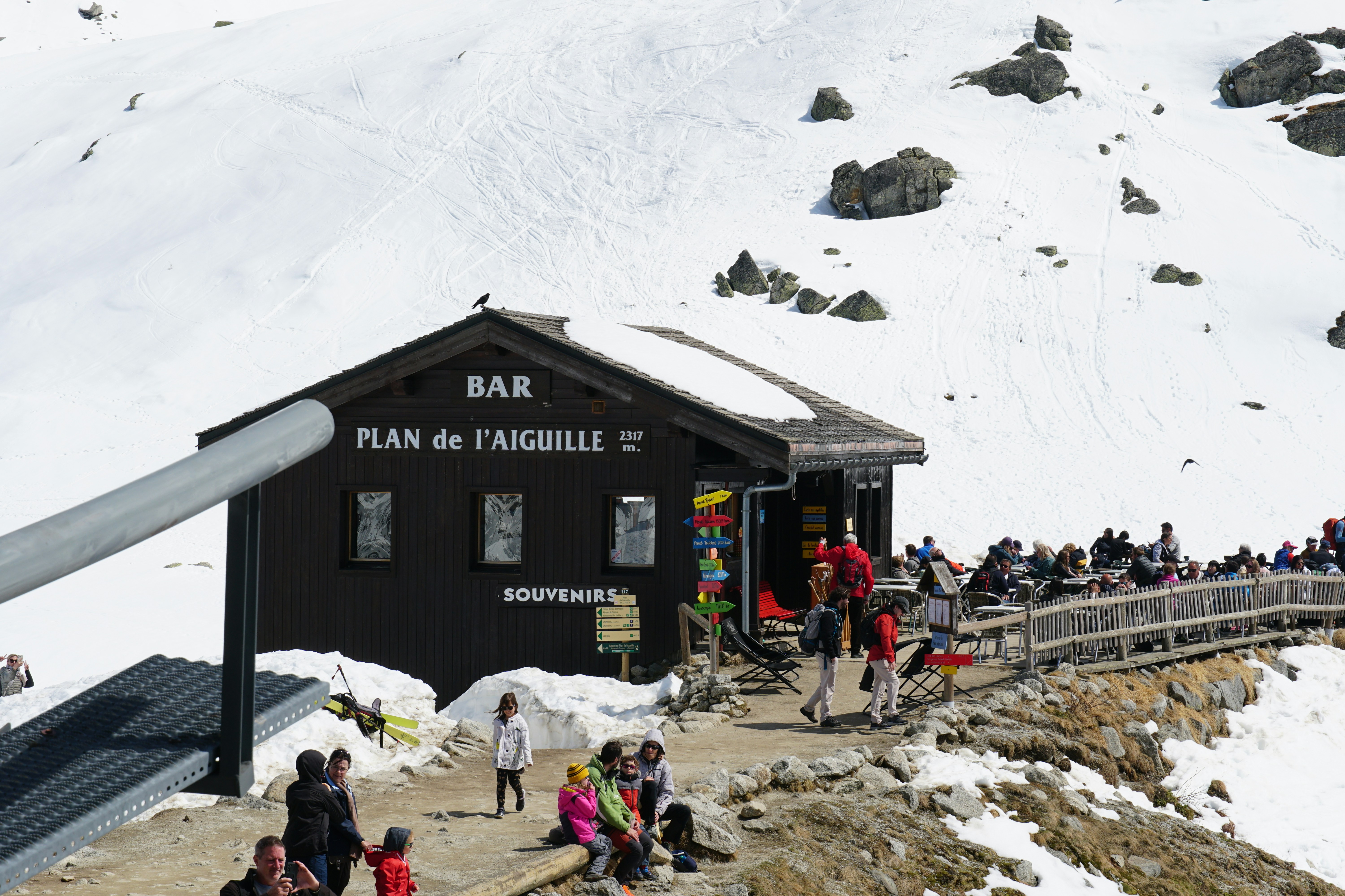 Alpine Outpost on a Snowfield: A Busy Terrace Beside the Windward Trail