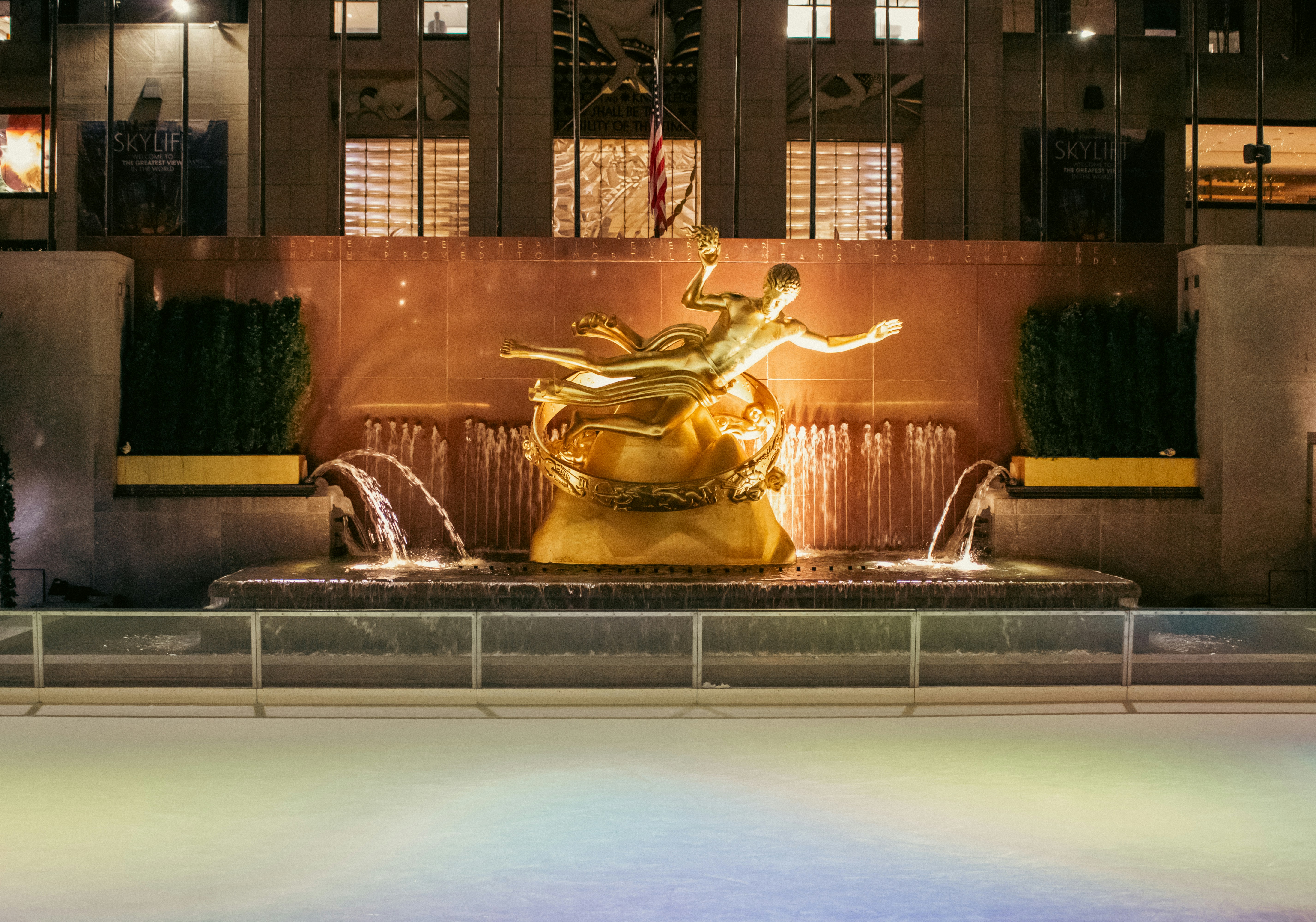 Gilded Pose in a Night Fountain