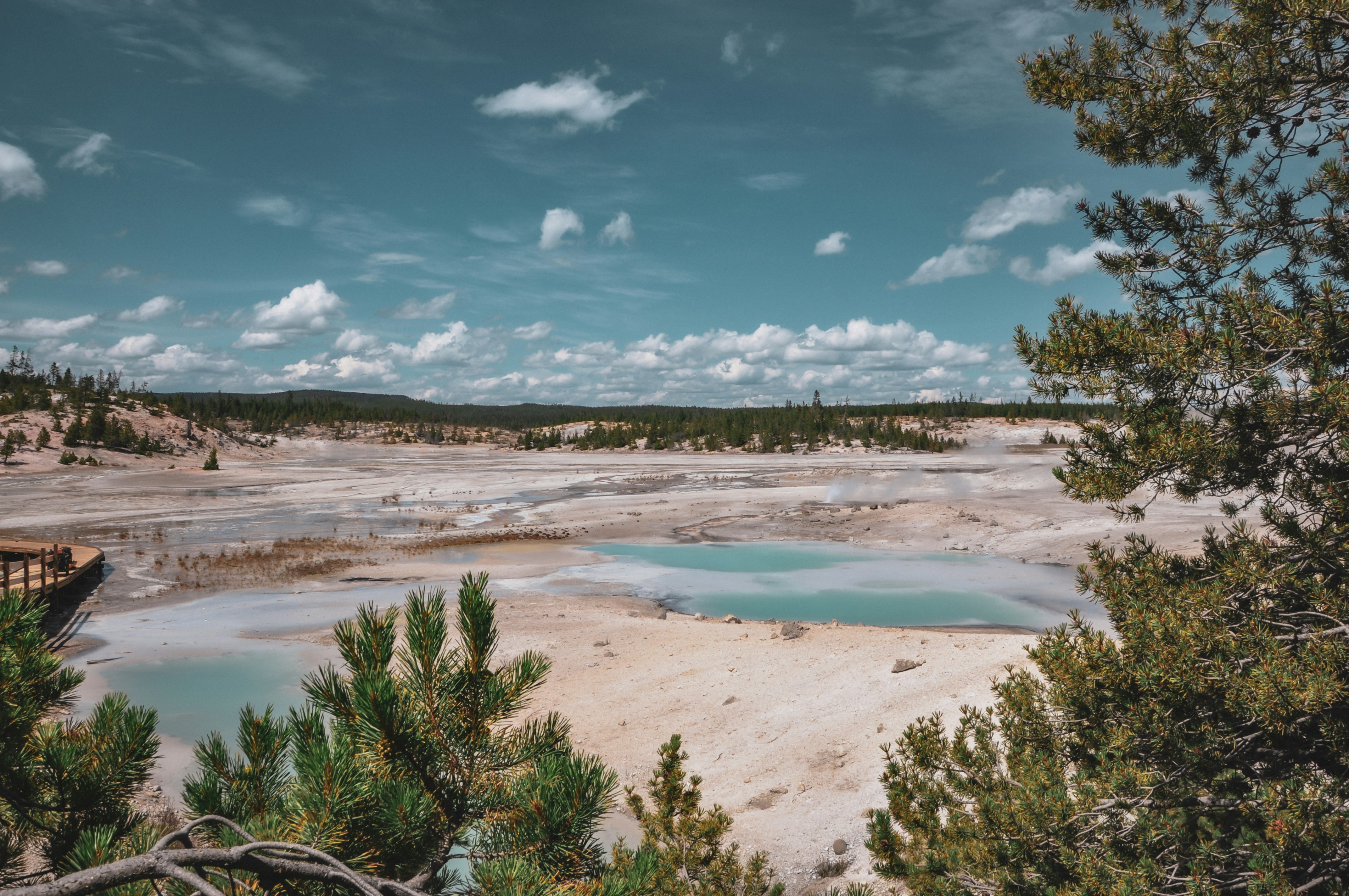 Scenic landscape with a thermal pool and blue sky. photo – Free ...