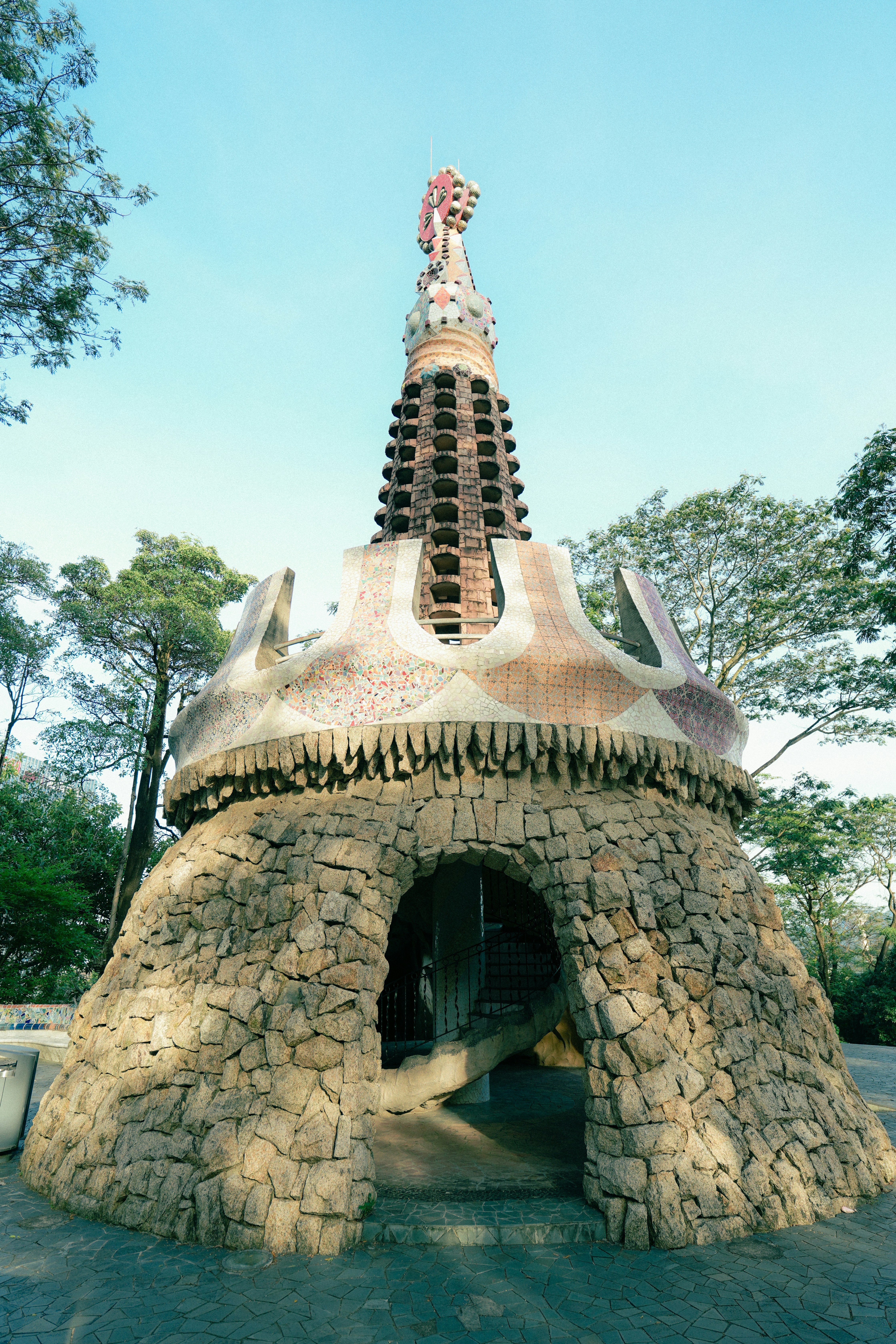 Whimsical Stone Turret with Chimney-like Spire