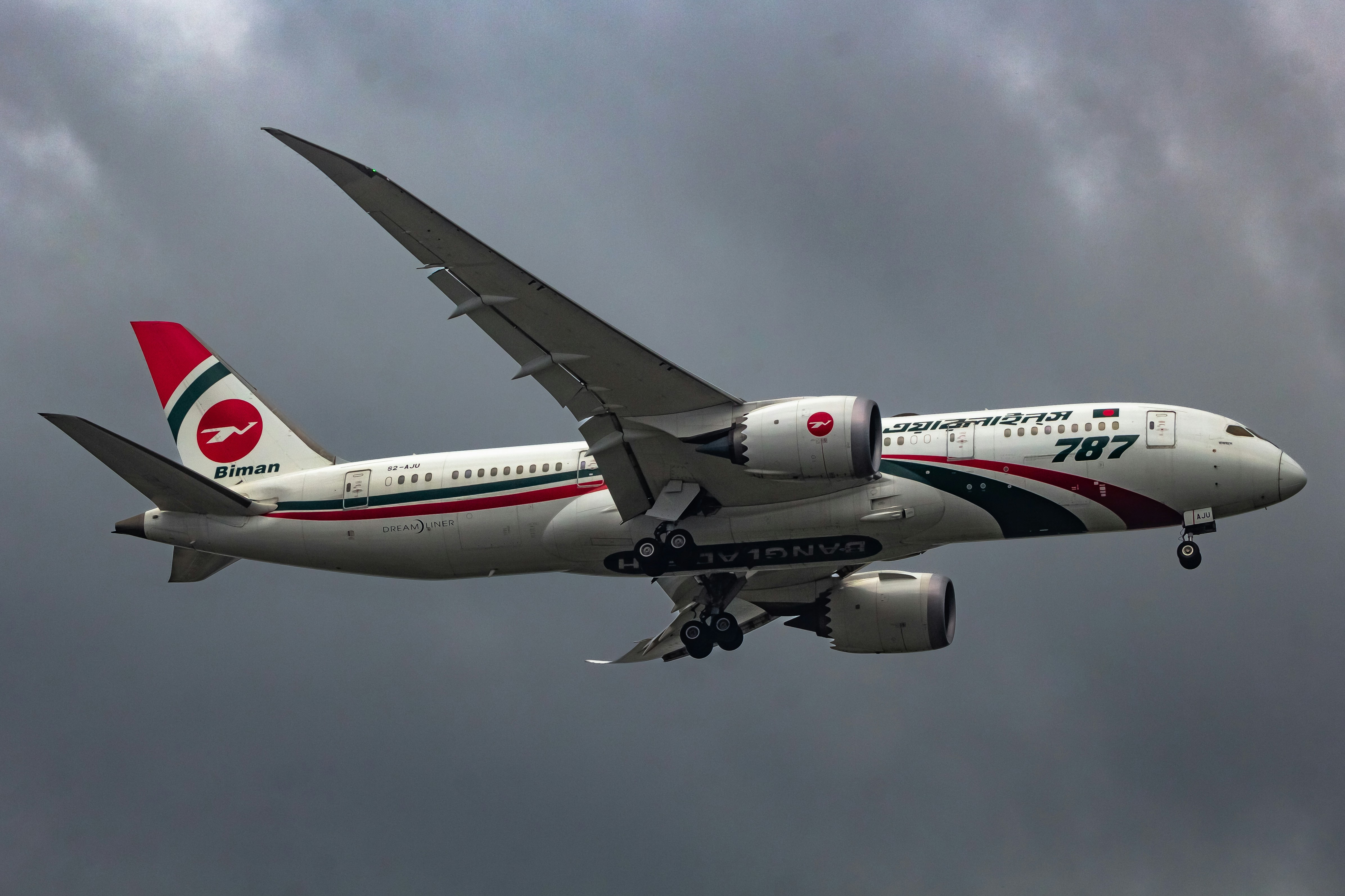 A biman bangladesh airlines airplane flies through clouds. photo – Free ...