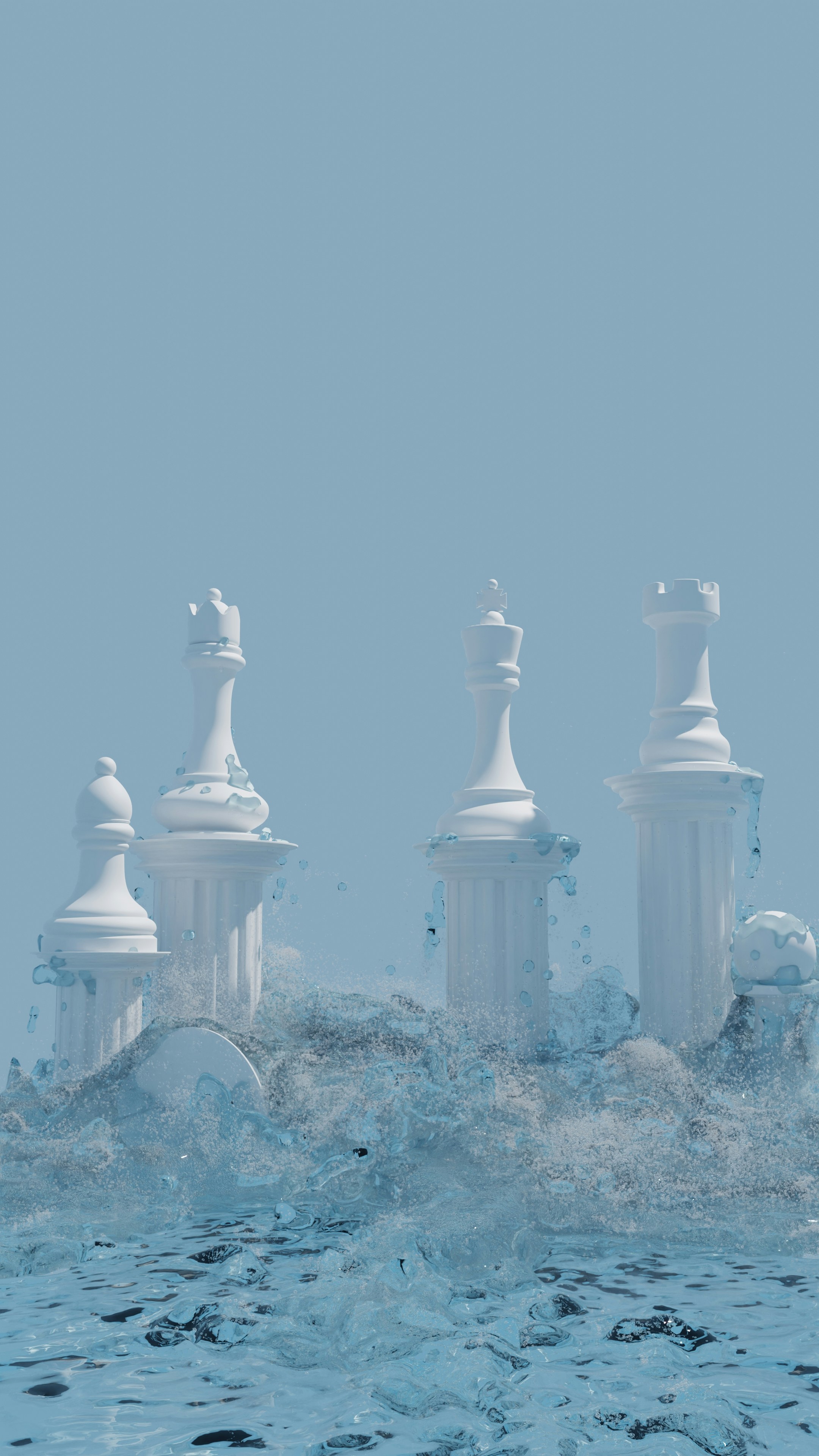 Chess pieces emerge from a watery surface. photo – Free Wallpaper Image ...