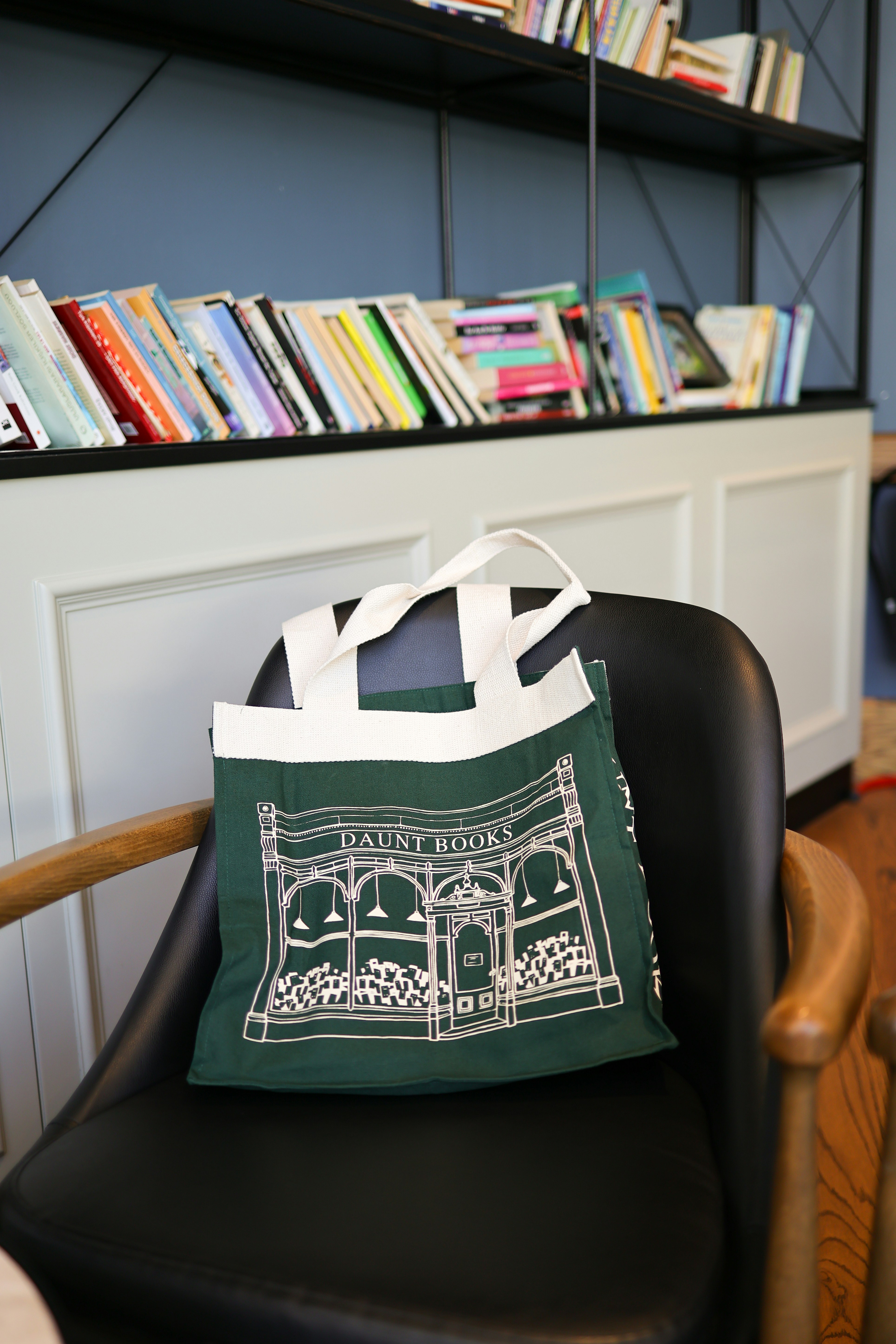 A daunt books tote bag sits on a chair. photo – Free Furniture Image on ...