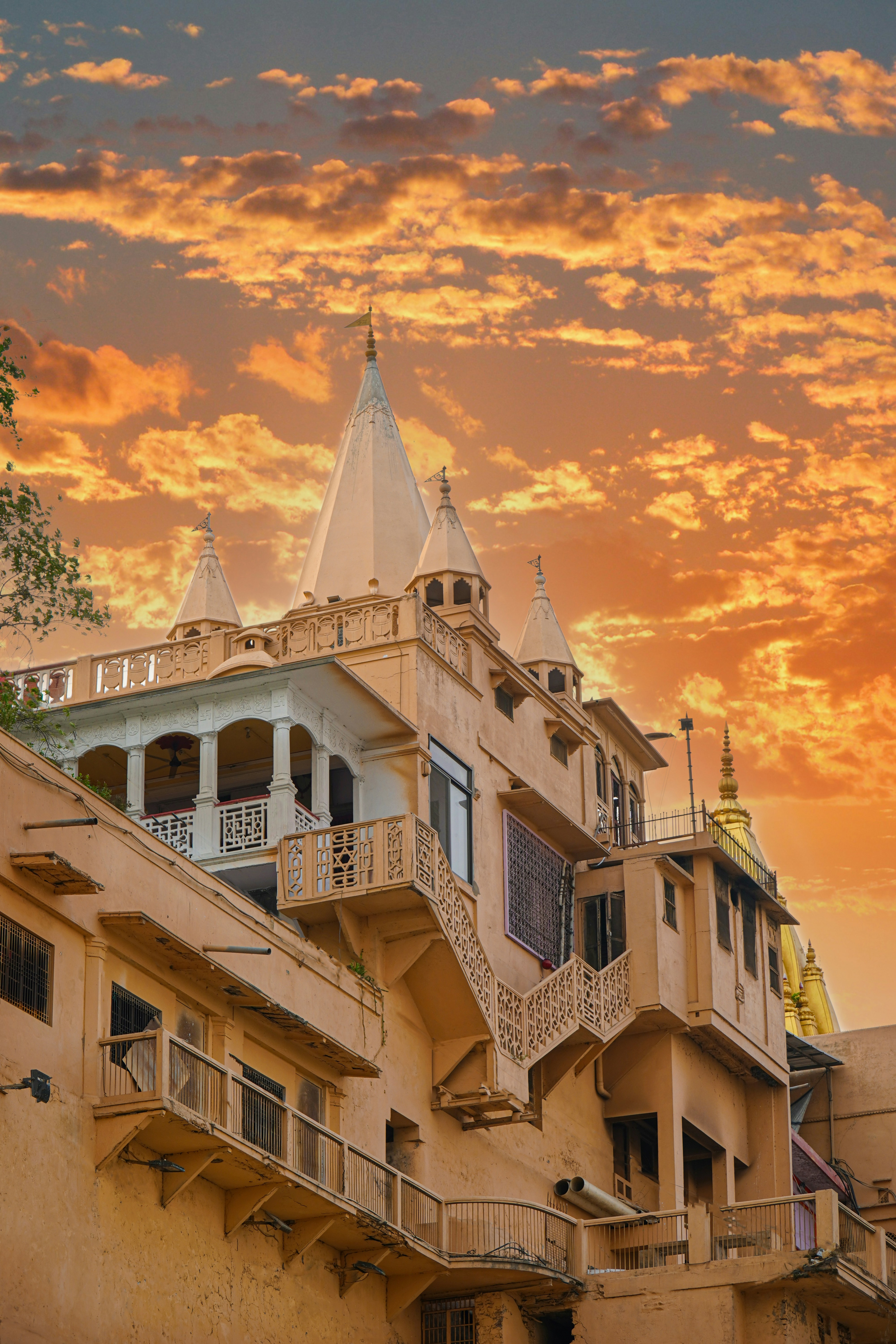 Golden Hour Rituals: A Palace Facade Reaching Toward the Sky