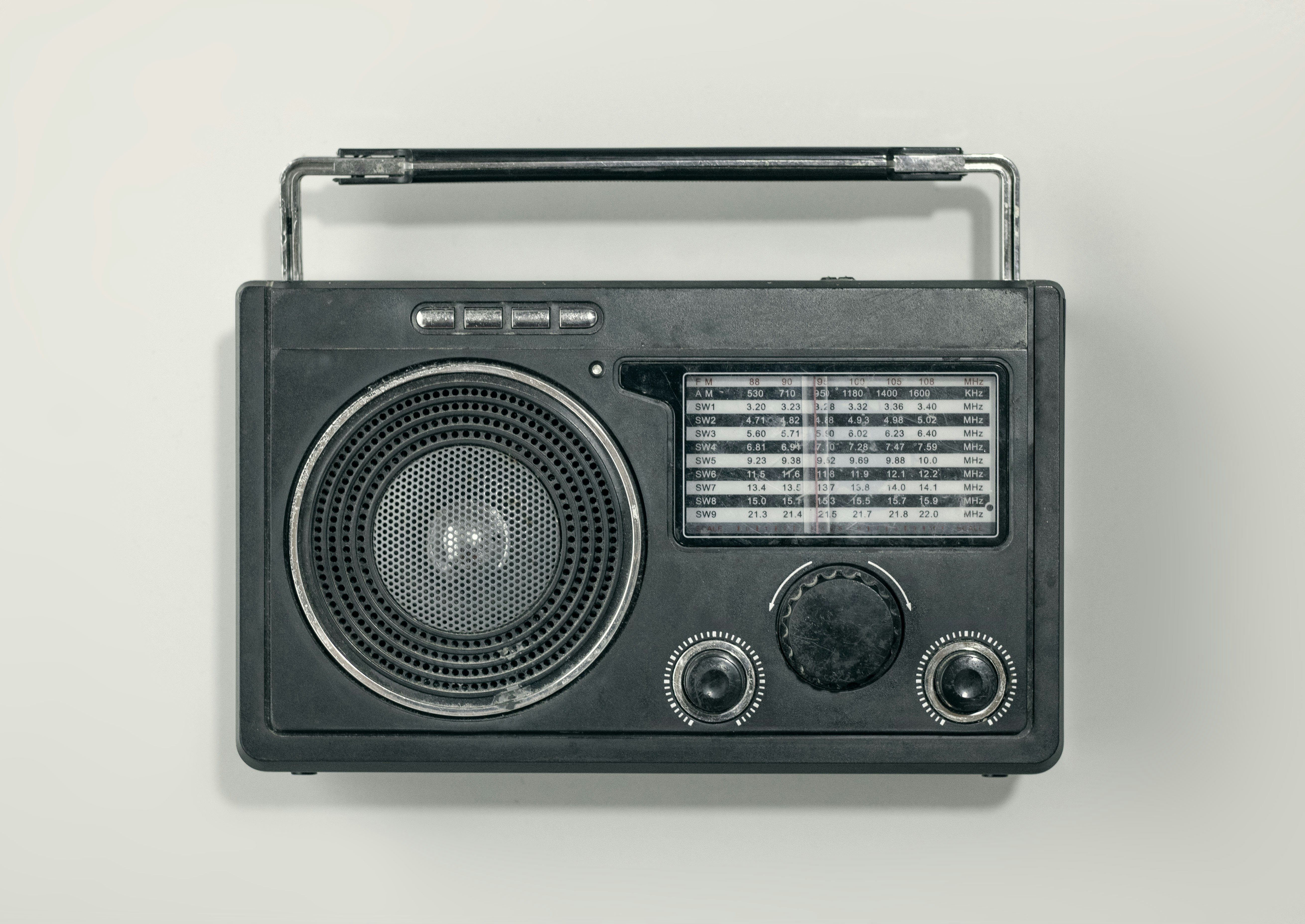 Vintage radio on a white background.