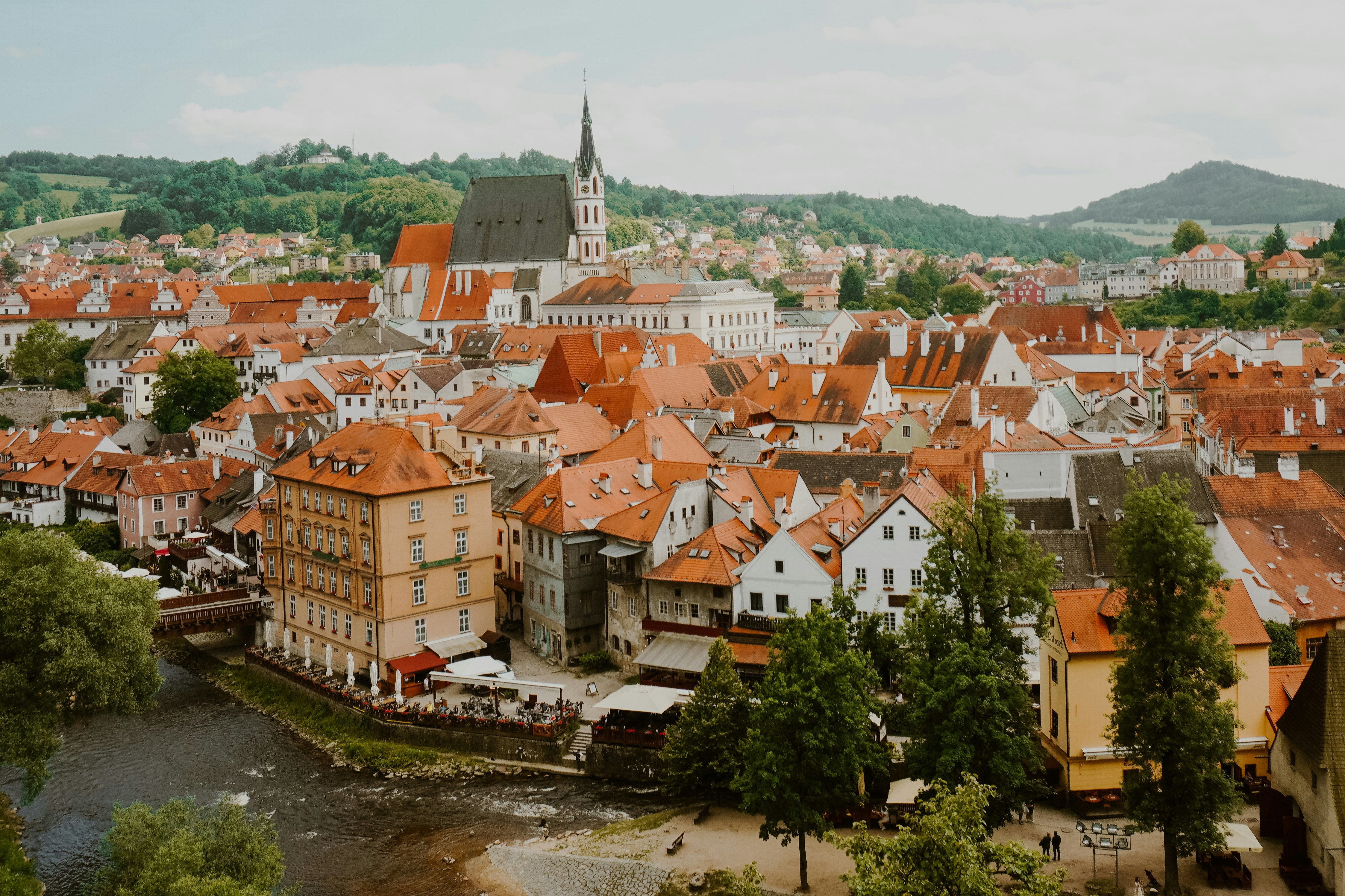 A picturesque european town with red rooftops. photo – Free Wallpaper ...