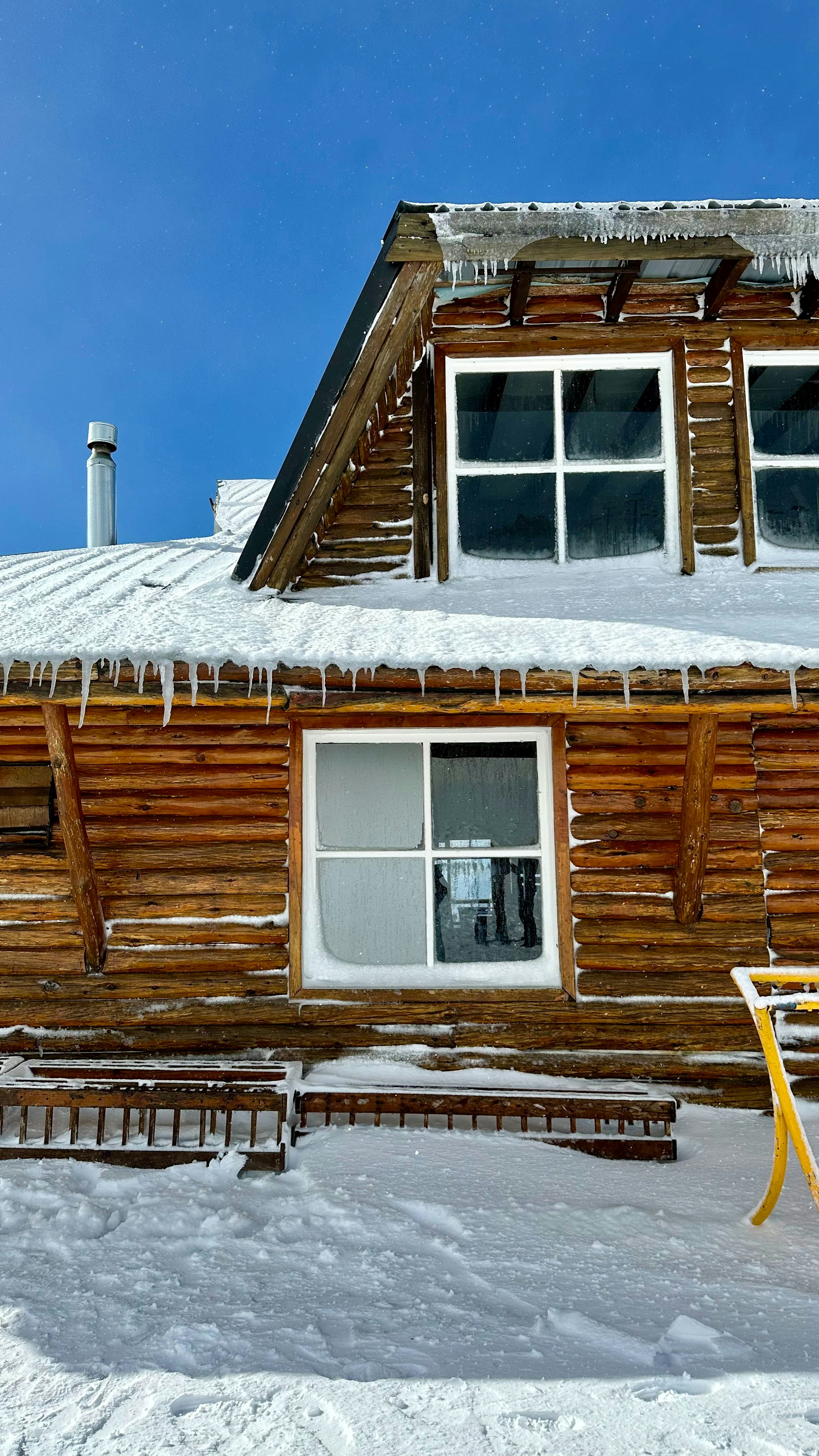 Winter's Embrace: A Log Cabin's Resilience