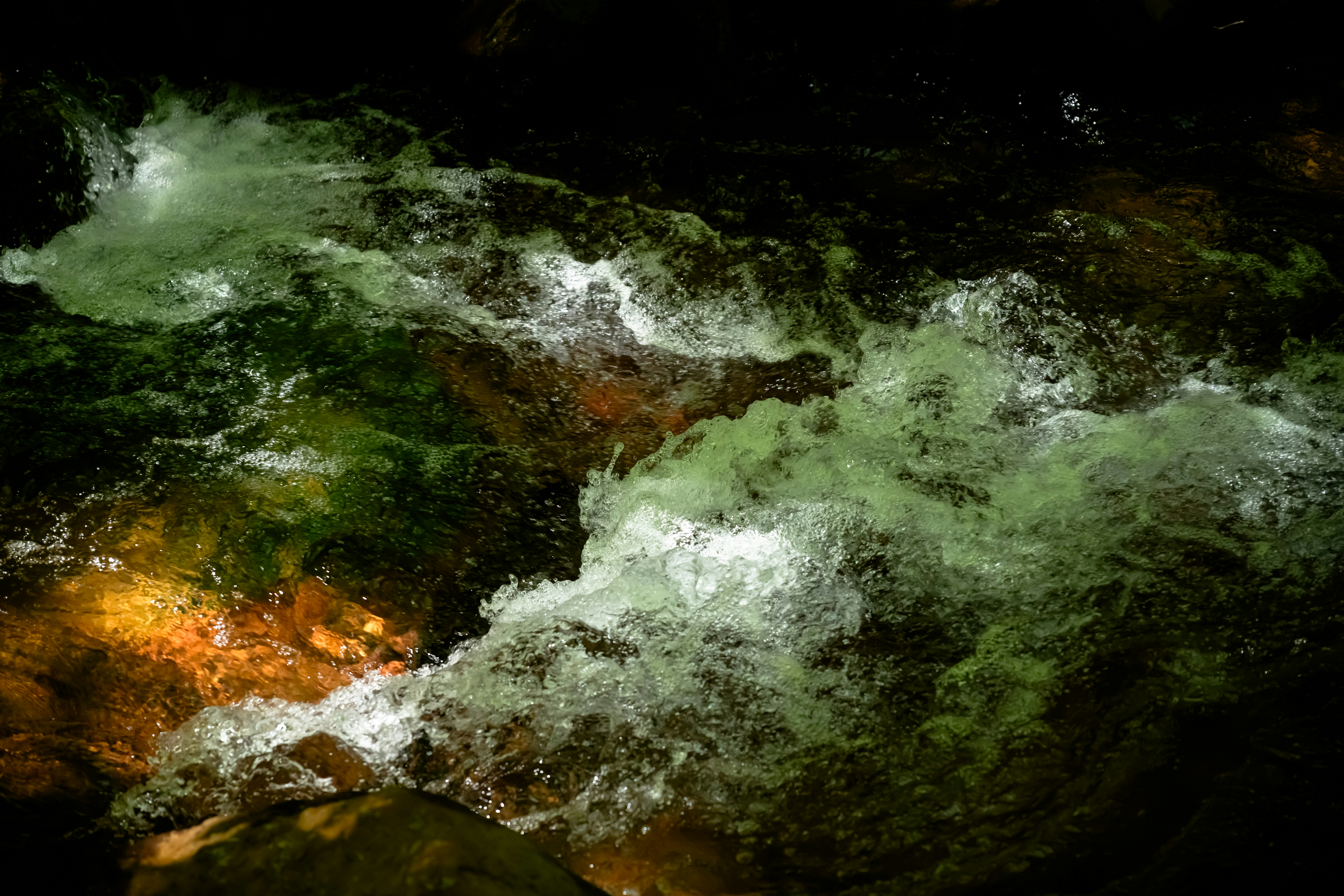 Rushing water rapids in a dark, shaded environment. photo – Free Forest ...