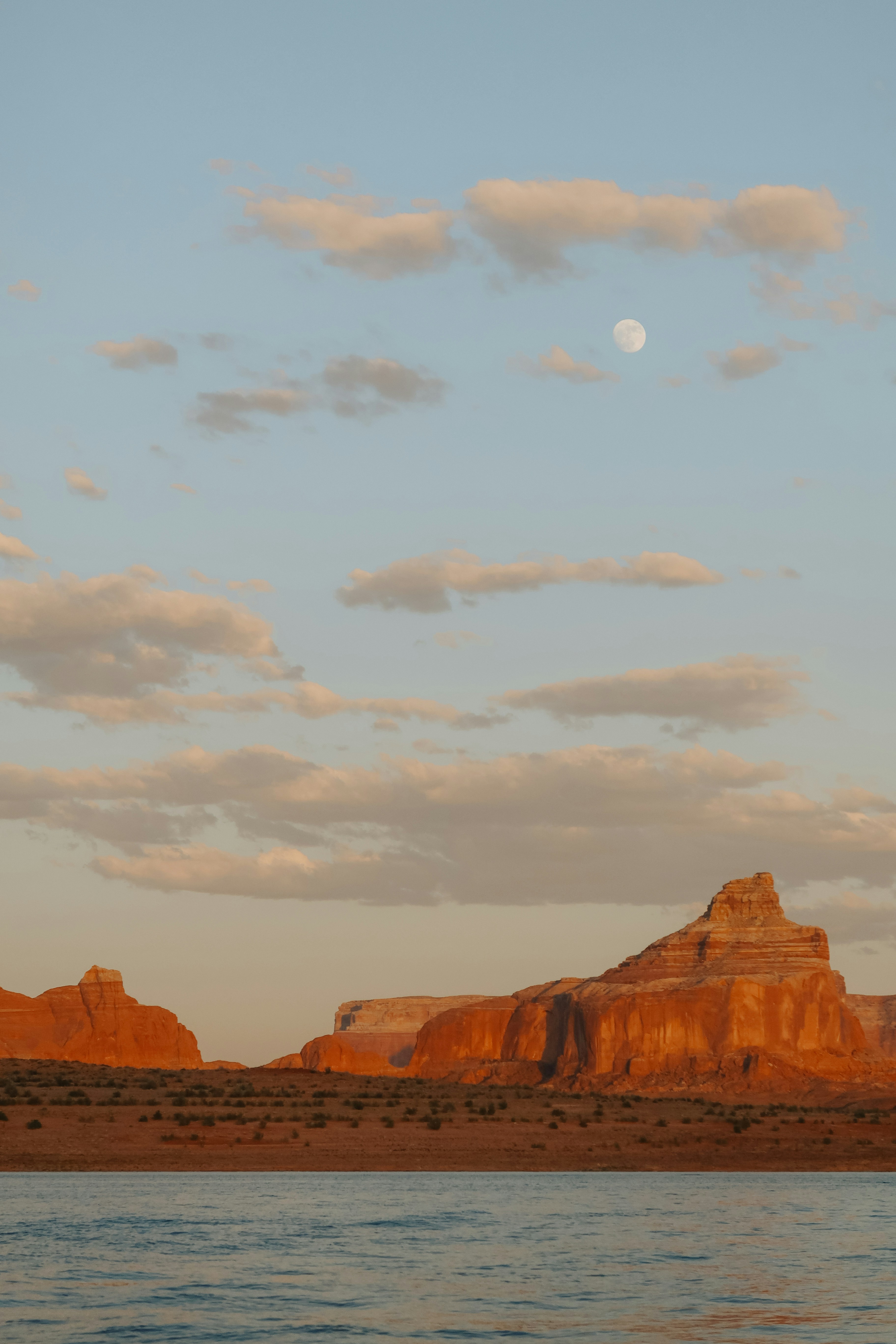 Moon Over Red Rock: Dusk at the Desert Scape