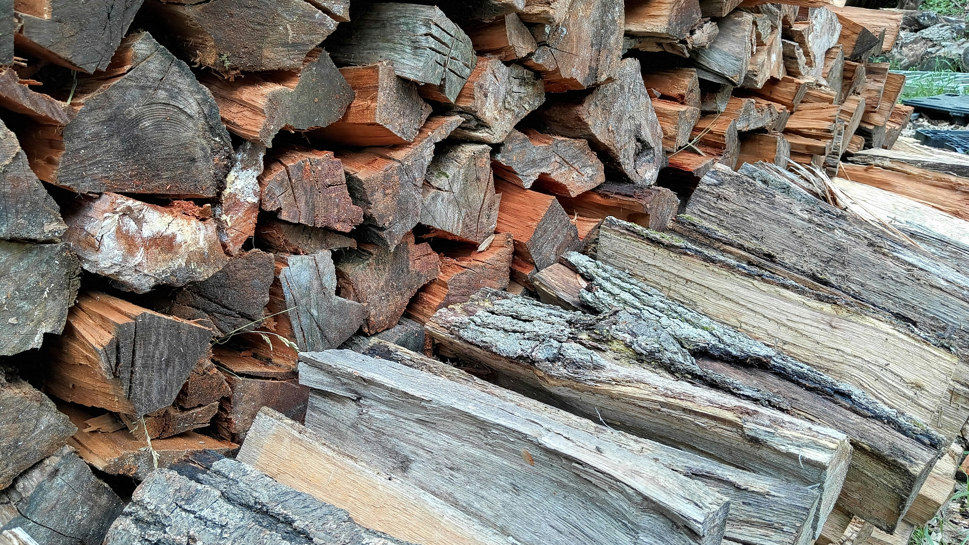 A pile of chopped firewood.