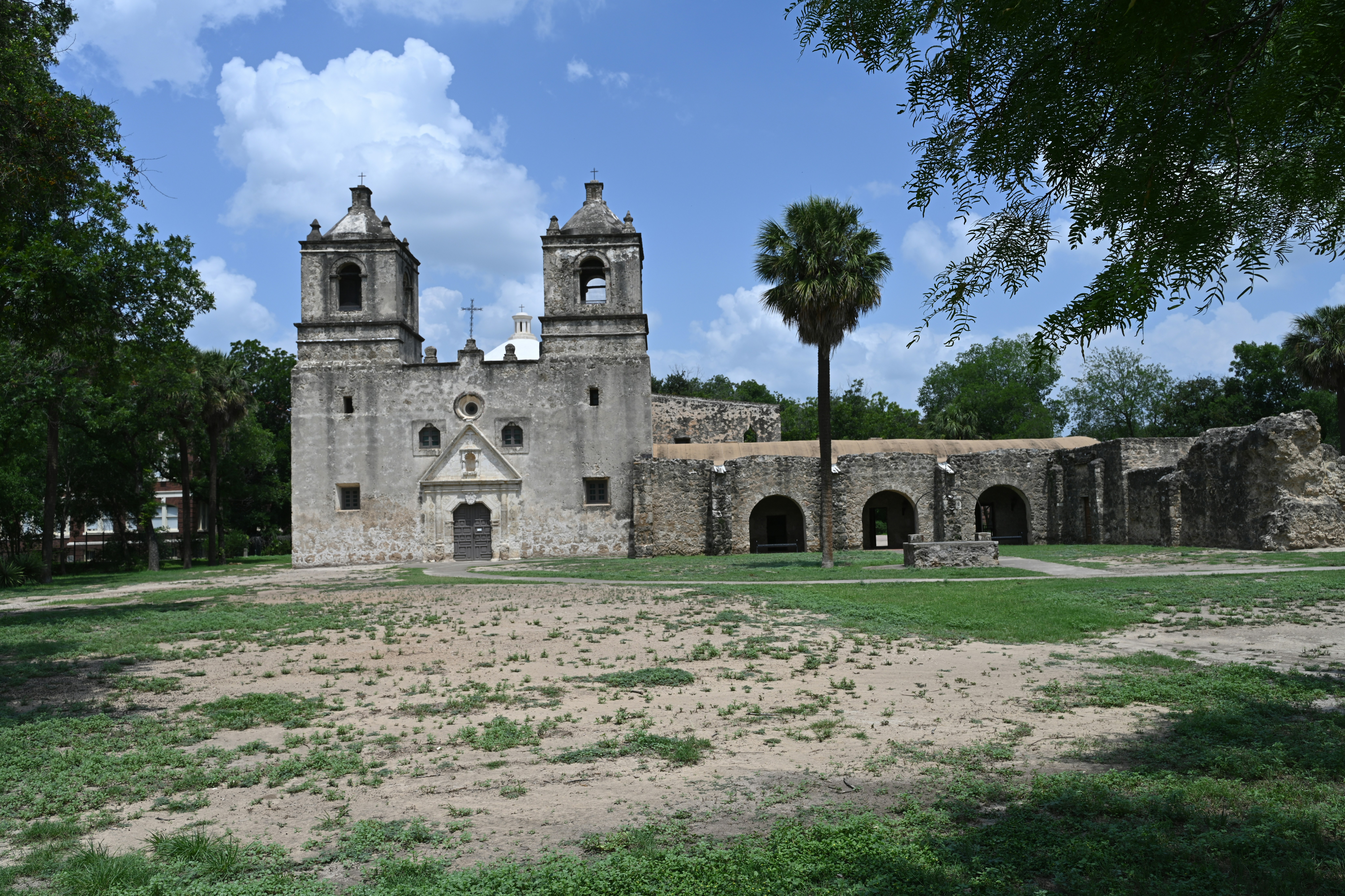 Mission Concepcion | An old stone church stands proudly in the sunlight.