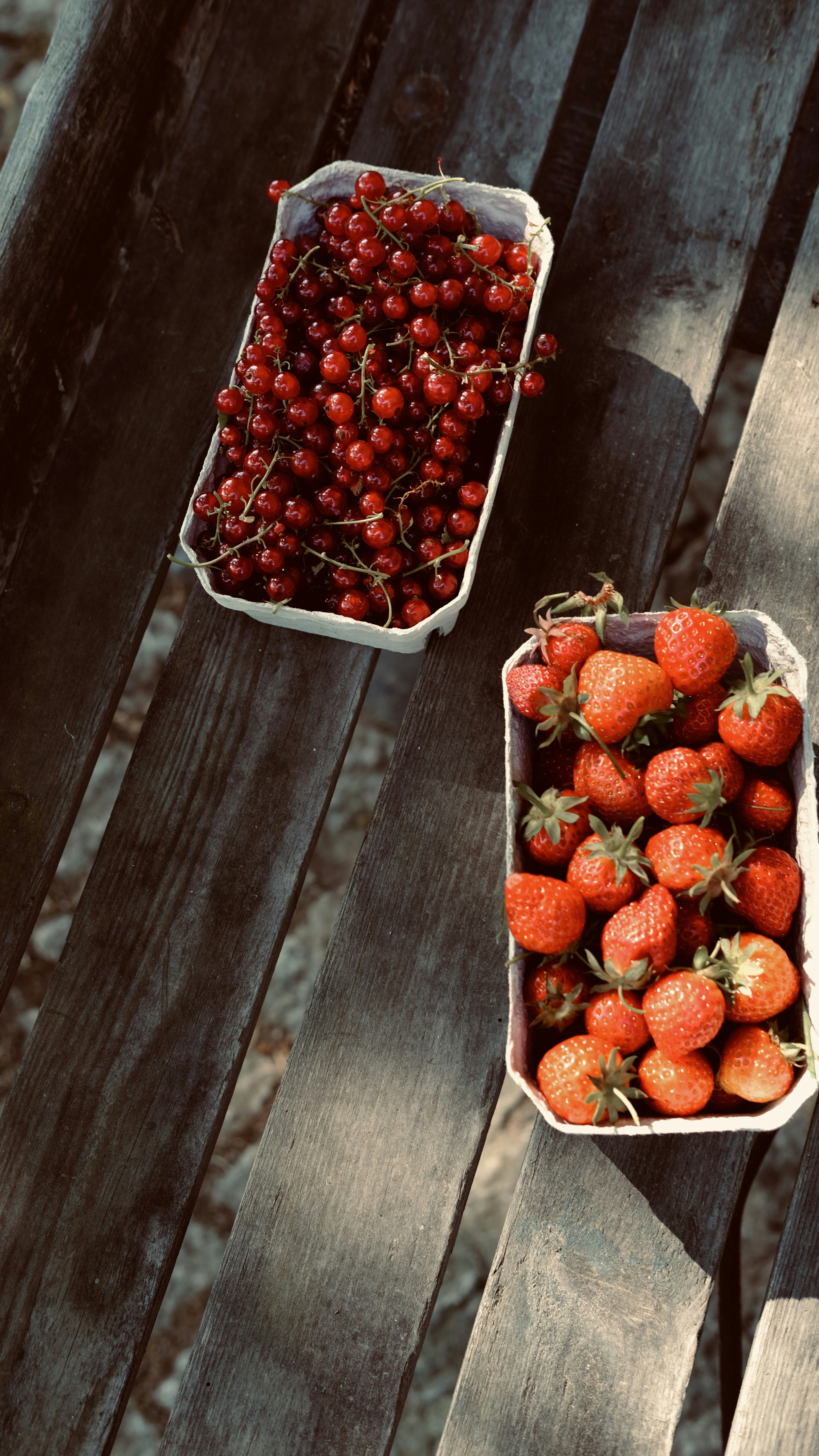 Crimson Baskets on Weathered Slats