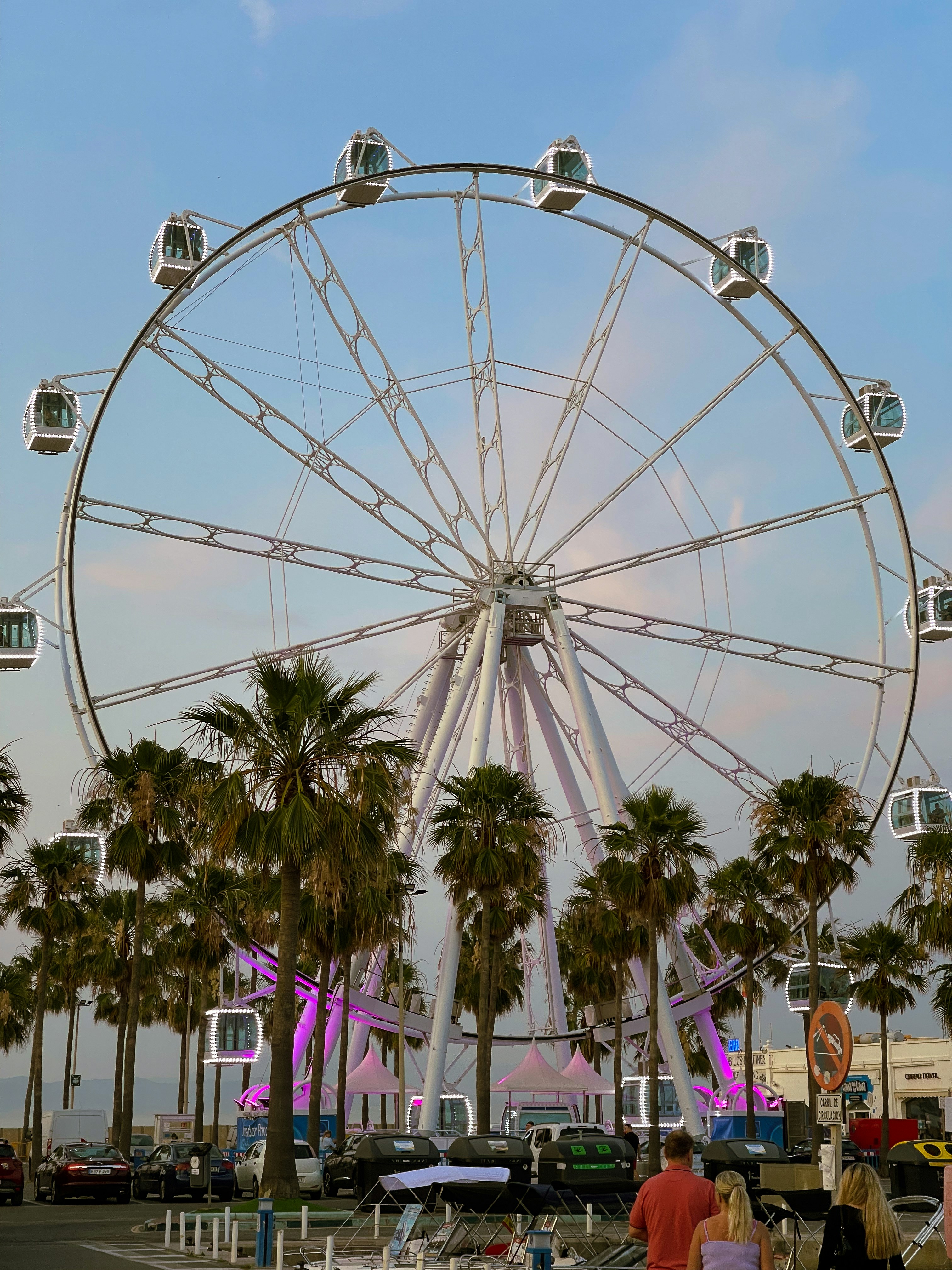 A ferris wheel stands in front of palm trees. photo – Free Spain Image ...