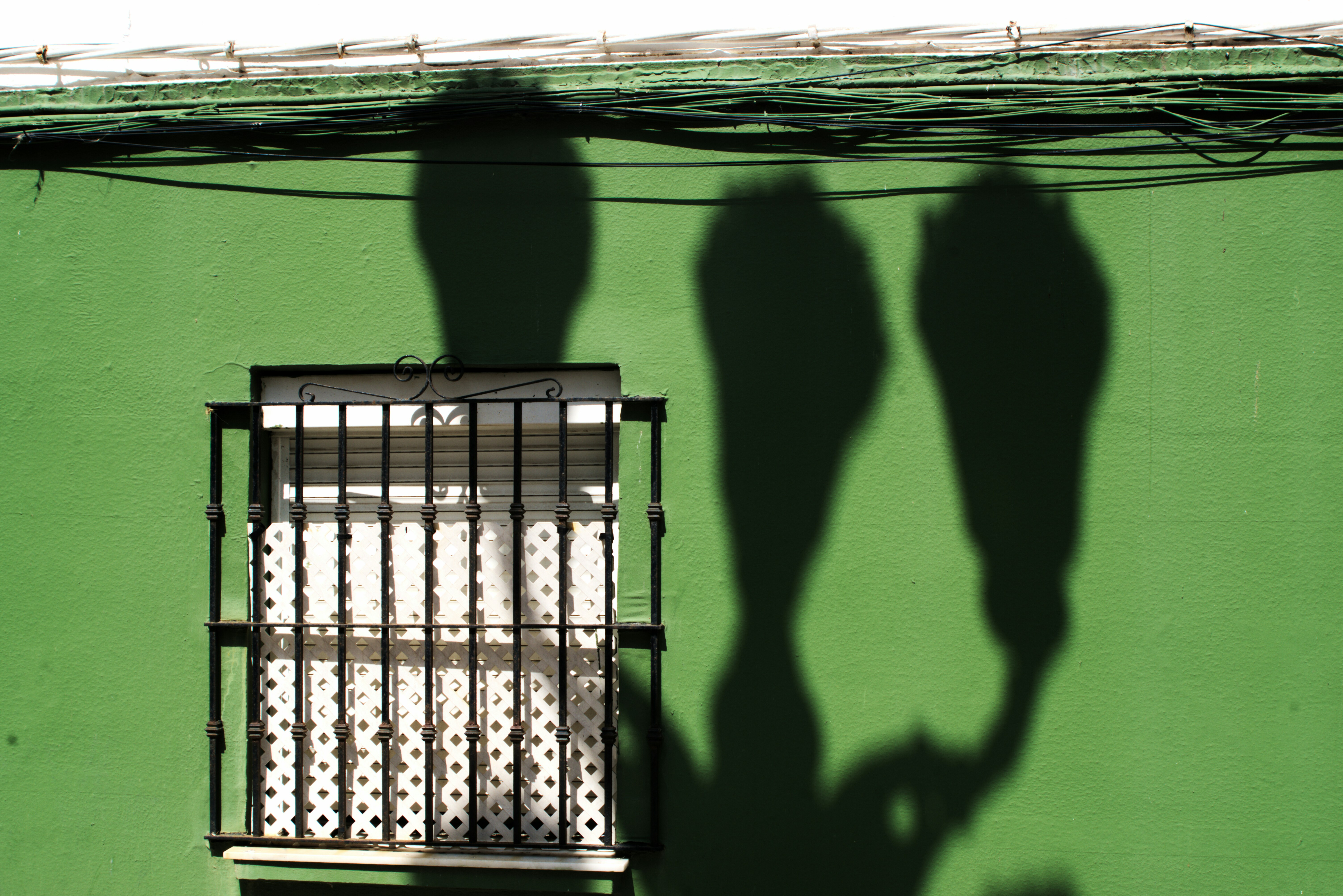 This is an ordinary building. A composition on its walls. They are green
