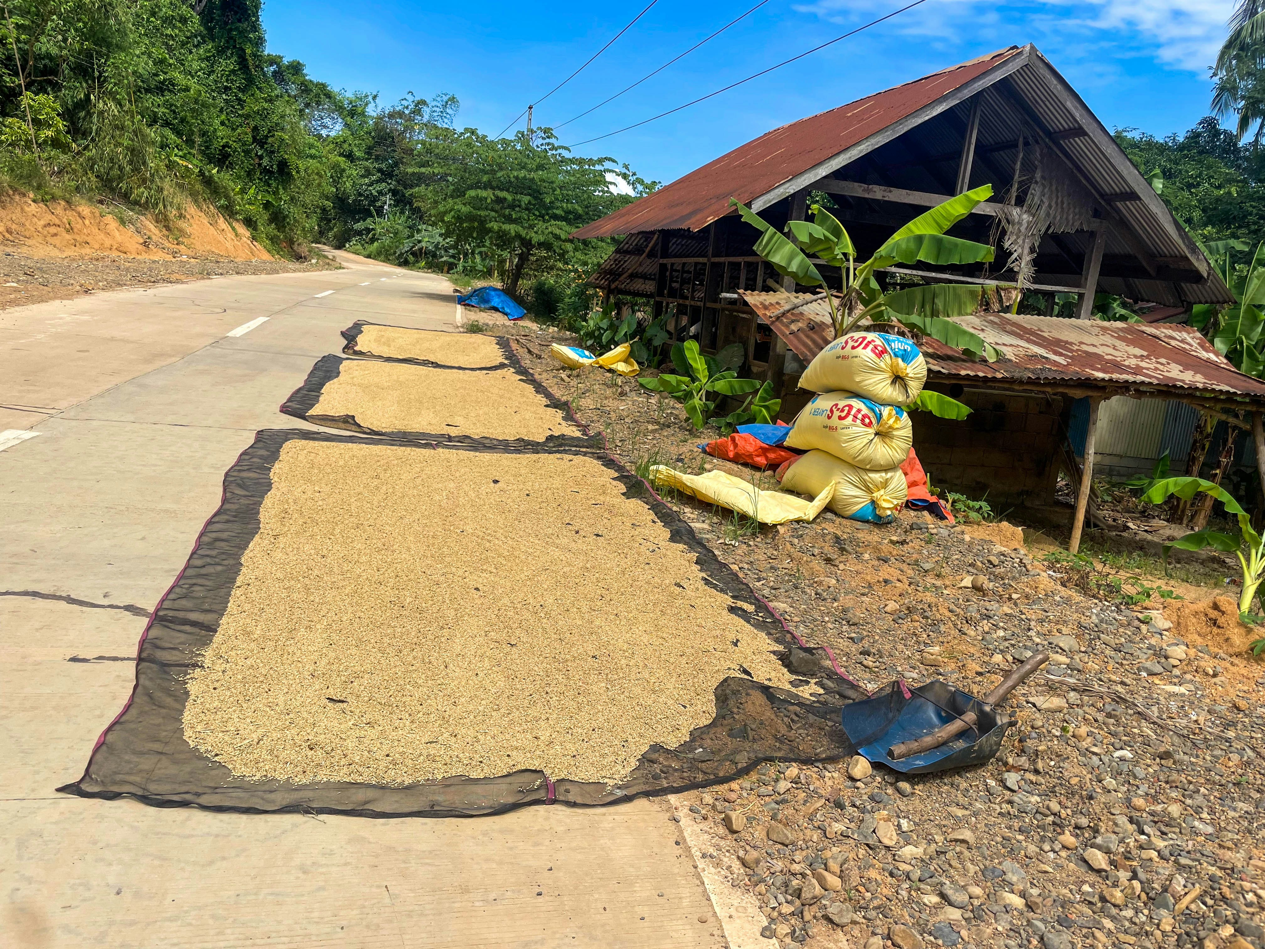 Crops are drying on the road near a rustic home. photo – Free Outdoor ...