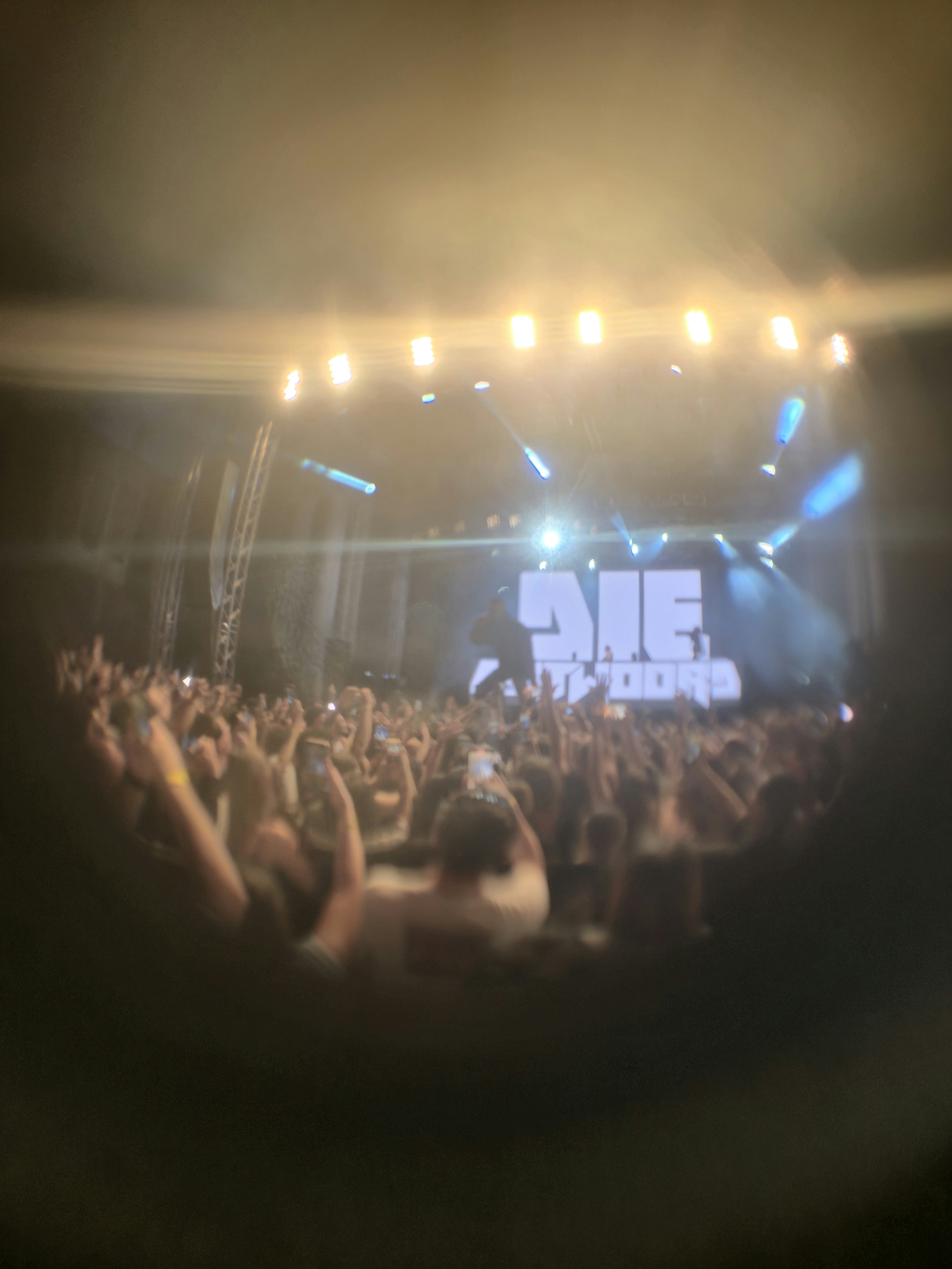 Stage Lights and Crowd Through a Circular View