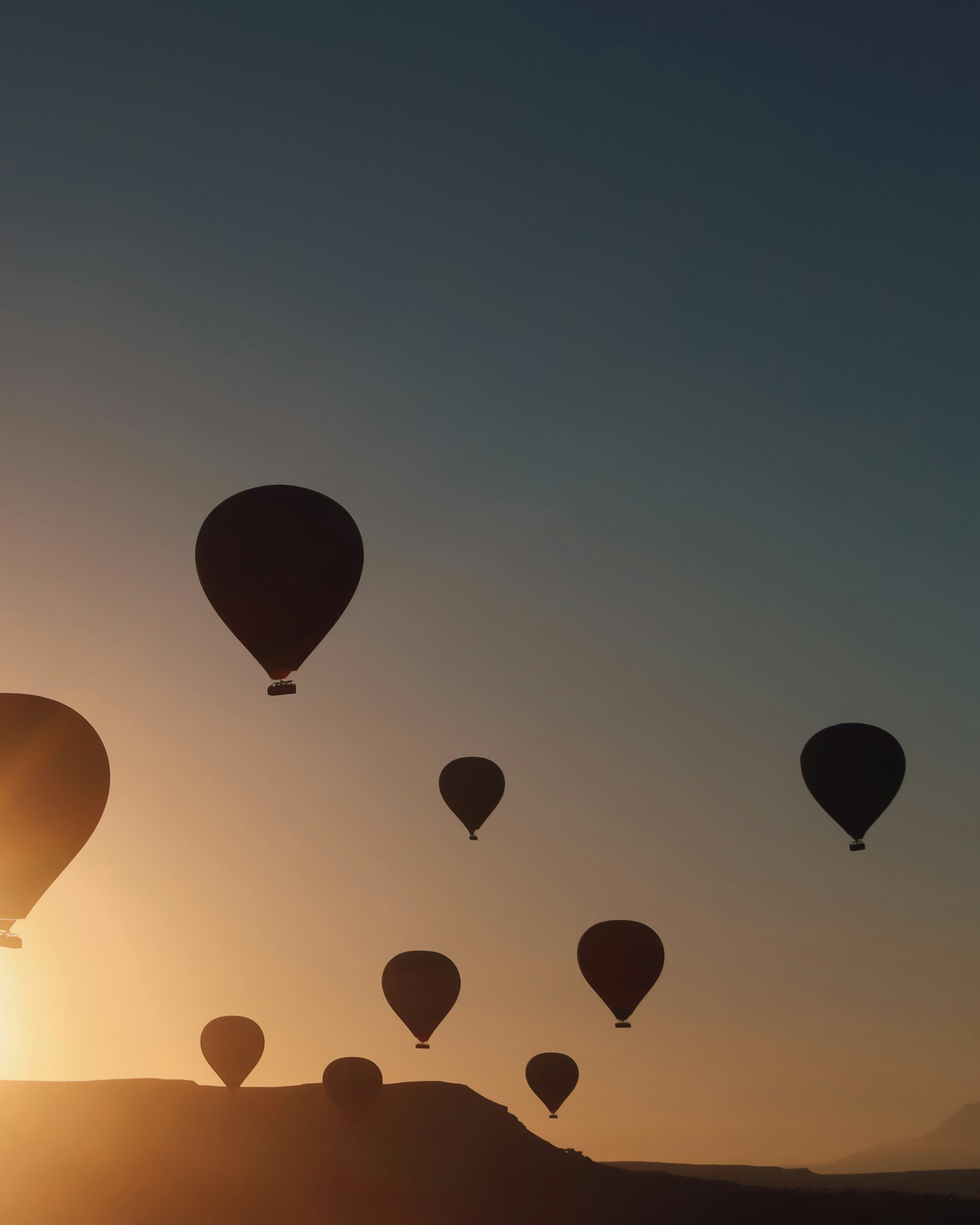 Hot Air Balloons Flying at Sunrise in Cappadocia