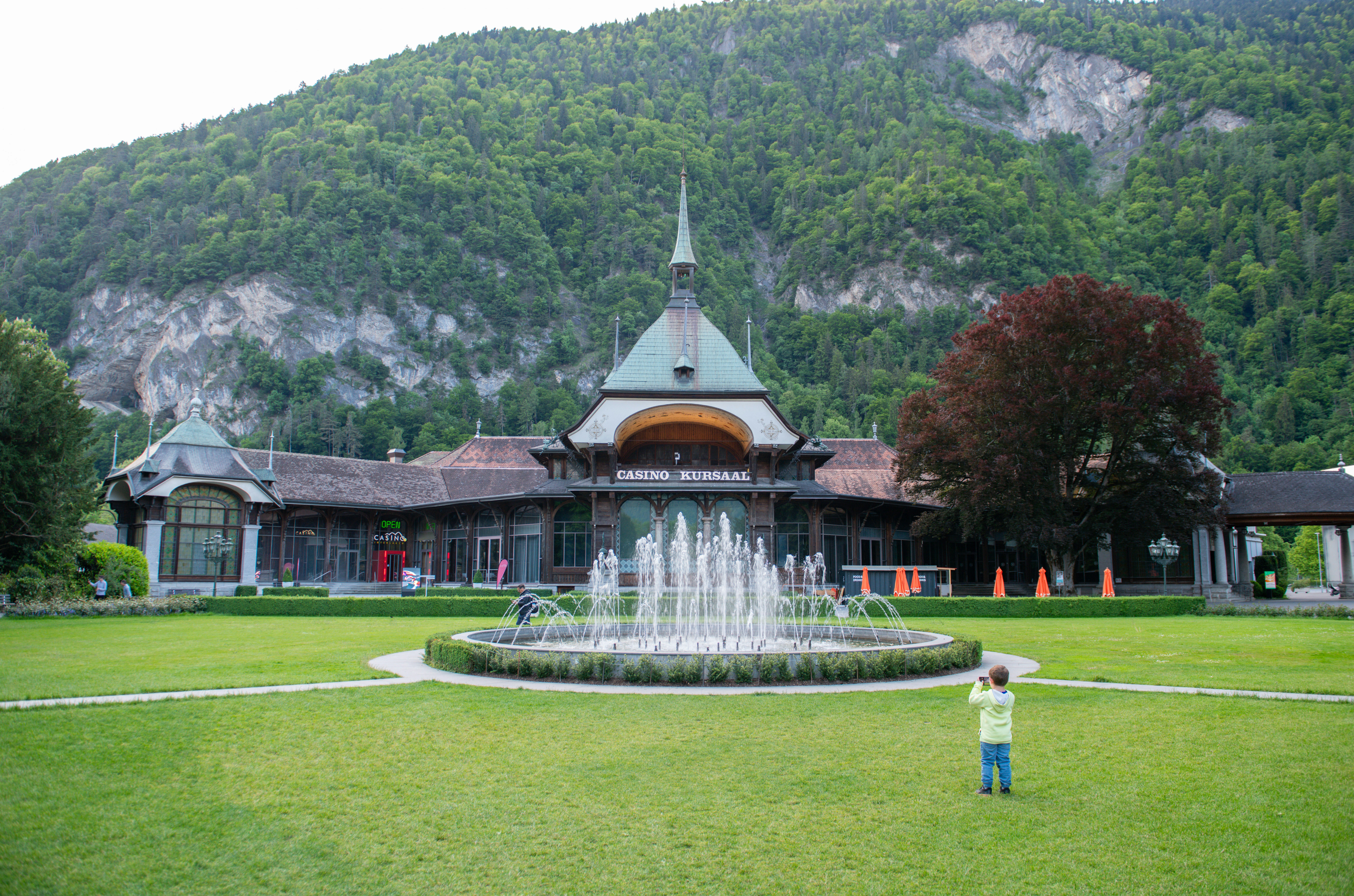 Circular Fountain Centerpiece at a Hillside Park