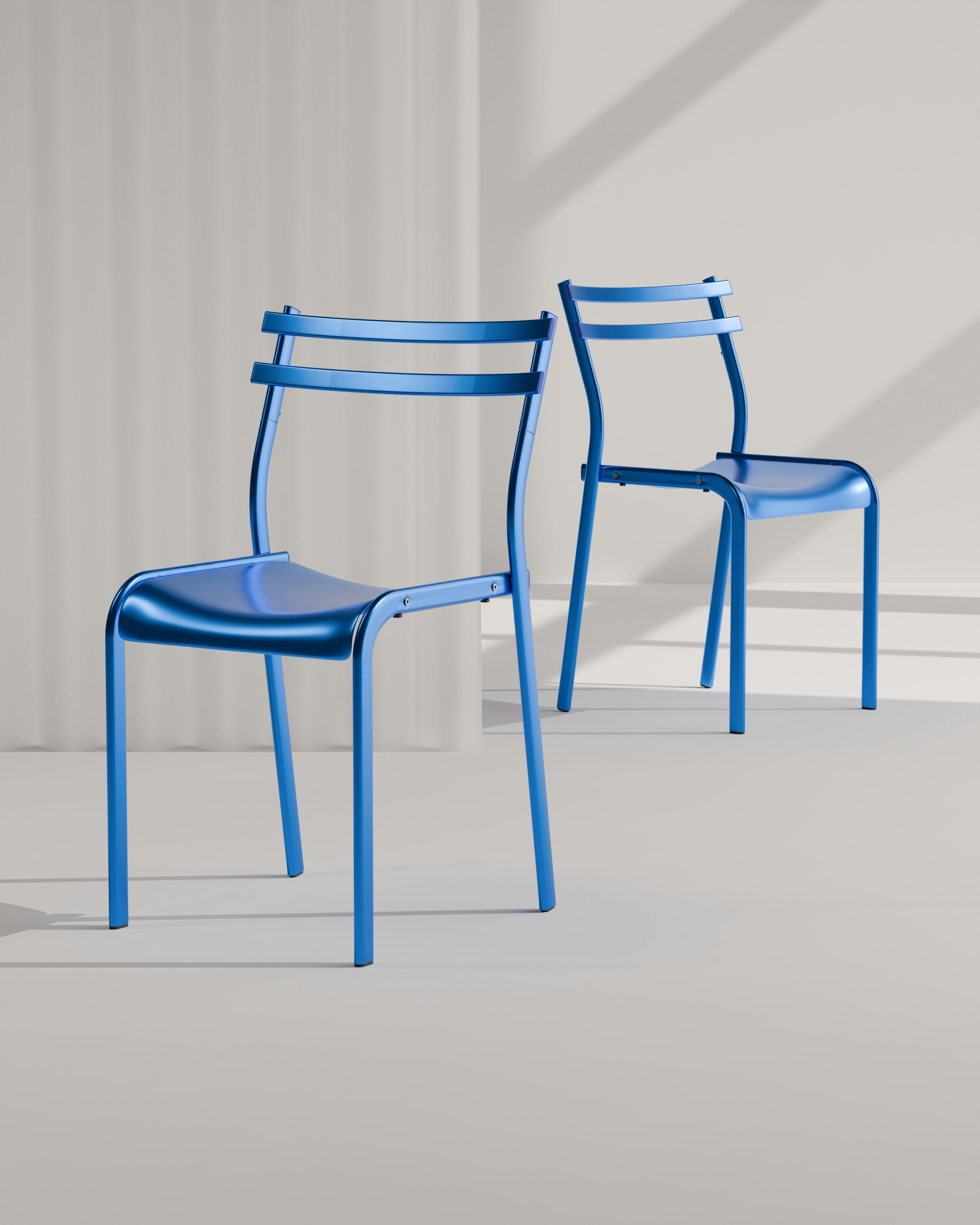 Two shiny blue chairs stand side-by-side. photo – Free Architecture ...