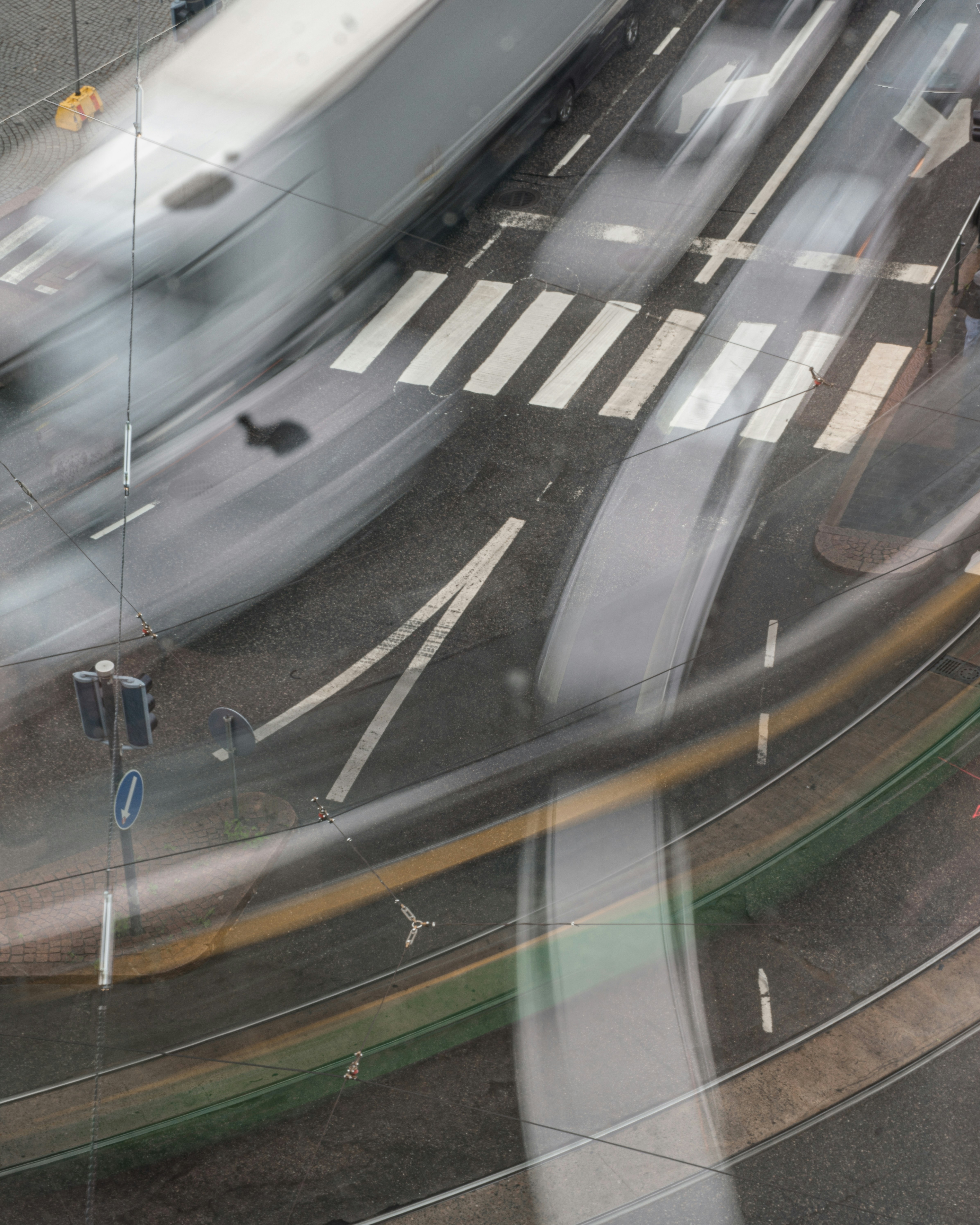 Long exposure shot of traffic in Jätkäsaari | Blurred traffic on a busy city street.
