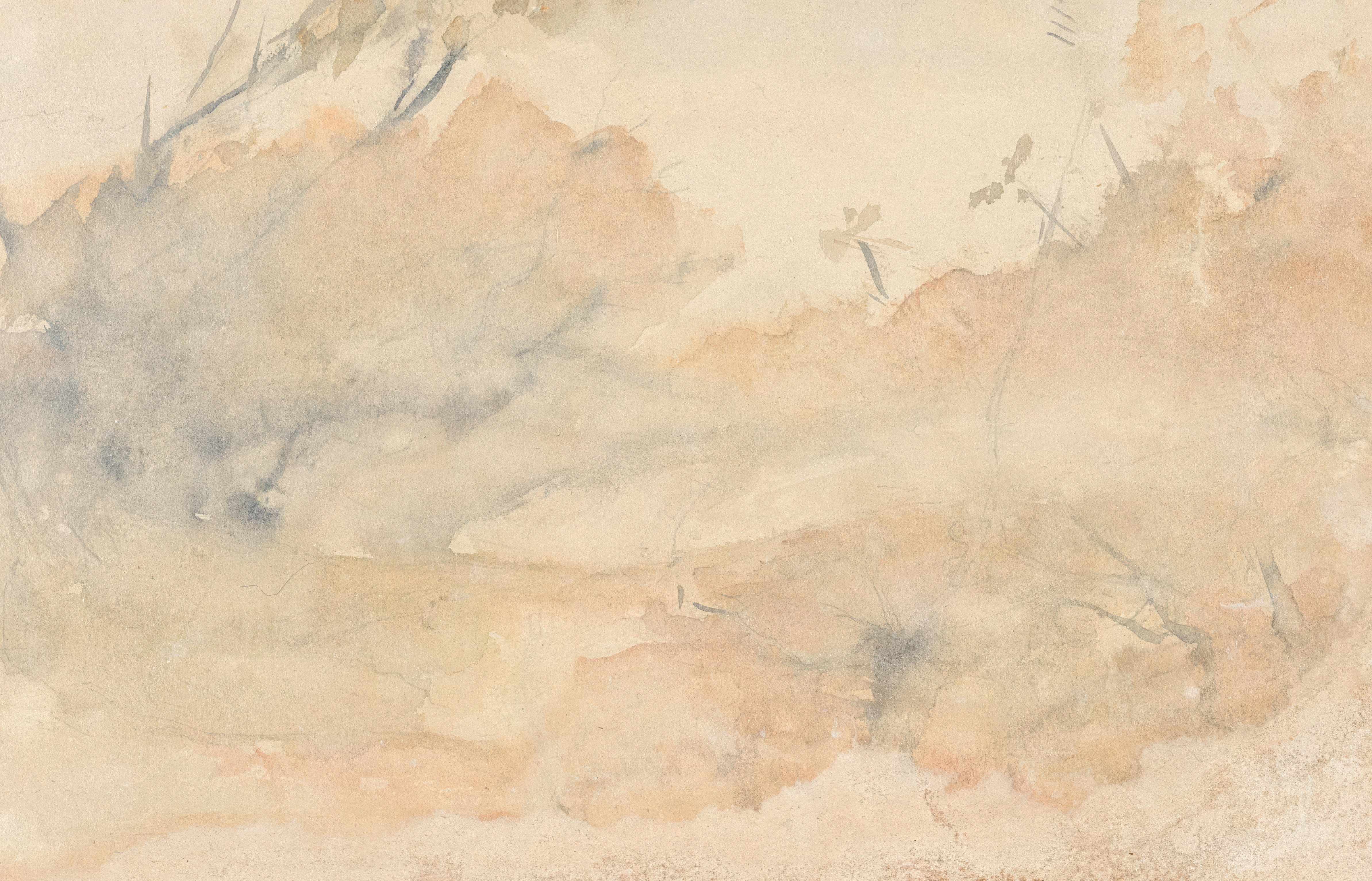 Soft watercolor landscape blending gentle hues of earth and sky, evoking tranquility and reflection.