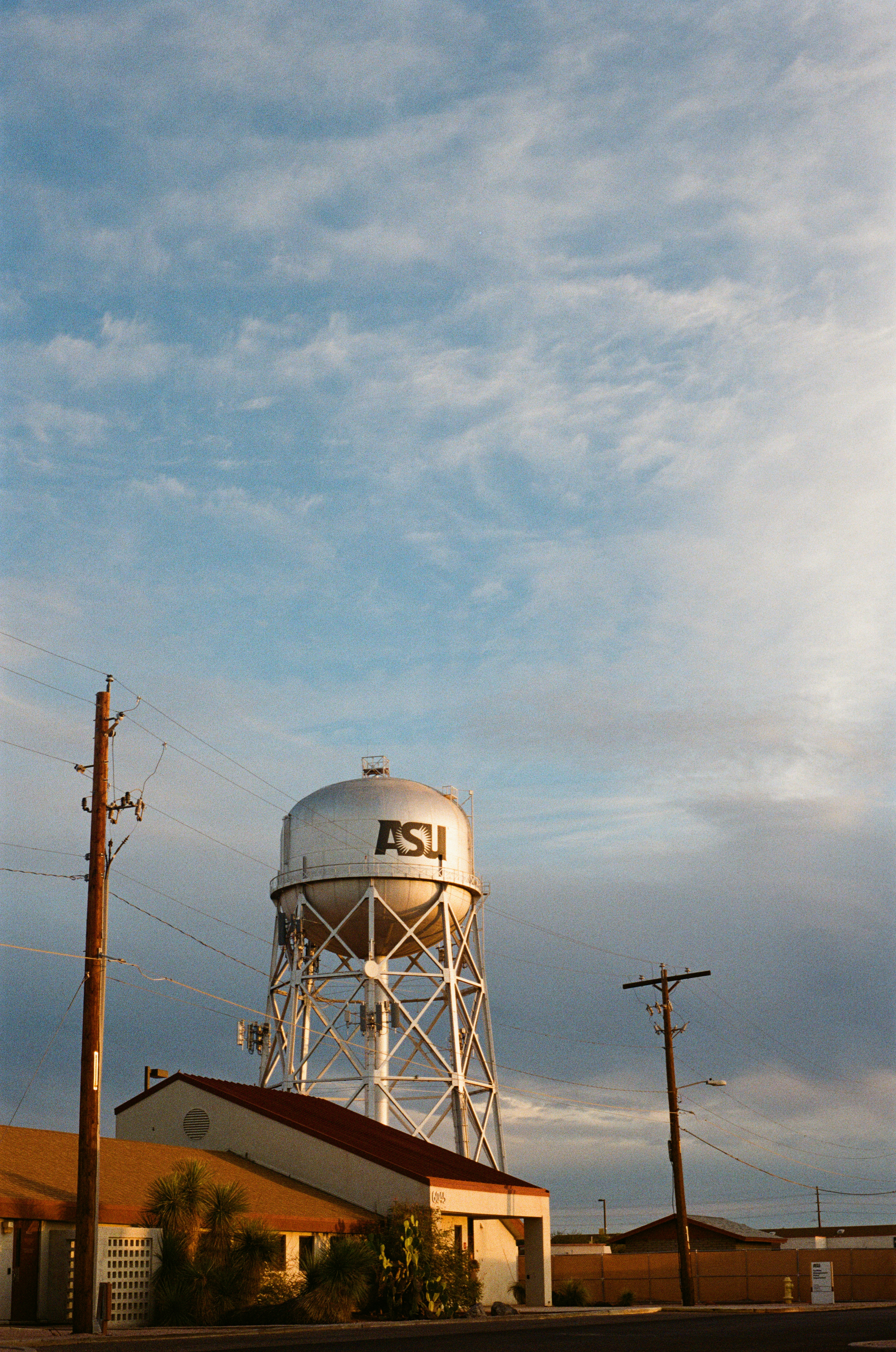 Asu water tower under a cloudy sky. photo – Free Architecture Image on ...