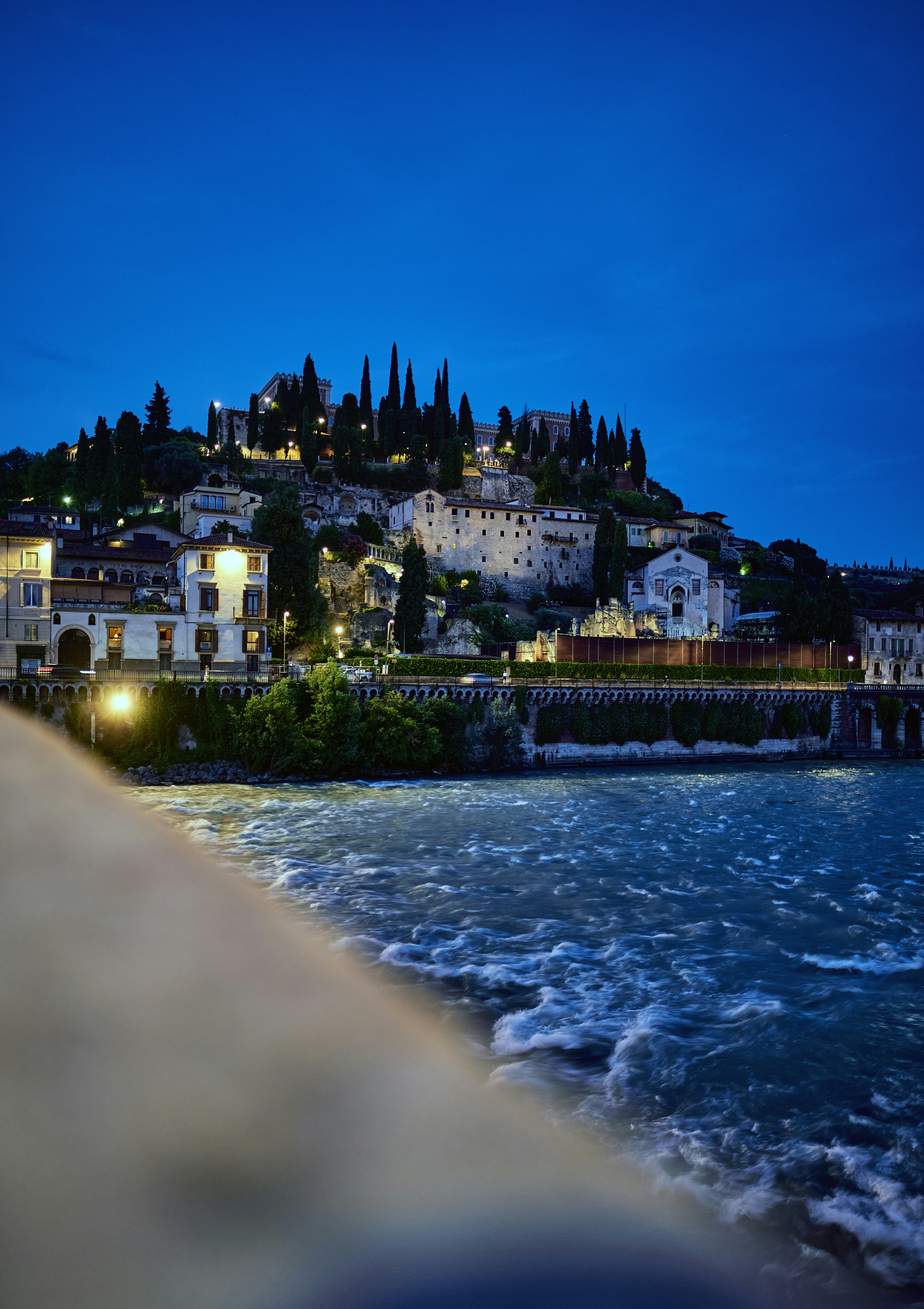 Twilight Serenity Over the Riverside Town