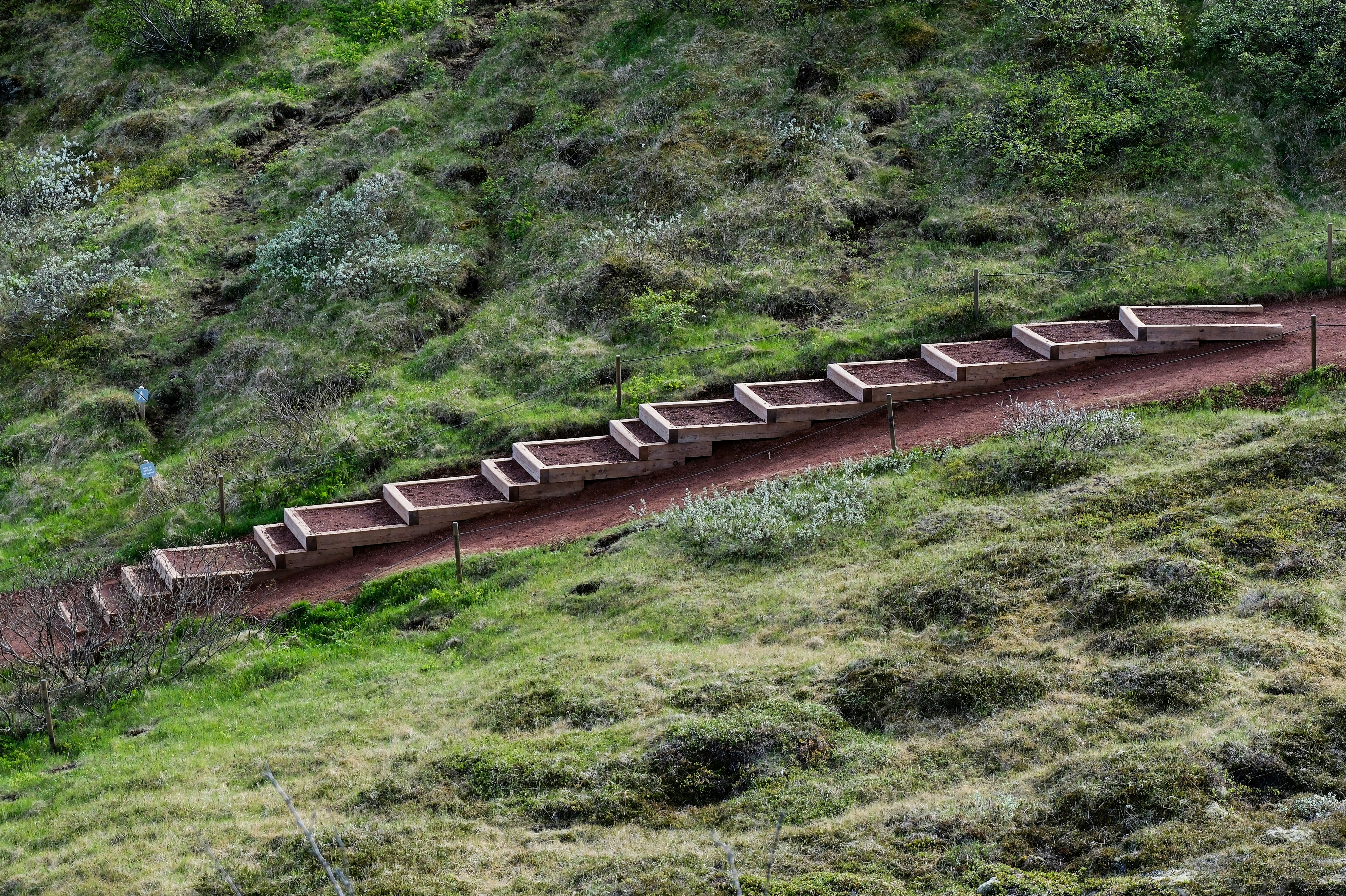 Wooden stairs lead up a hillside path. photo – Free Stairs Image on ...